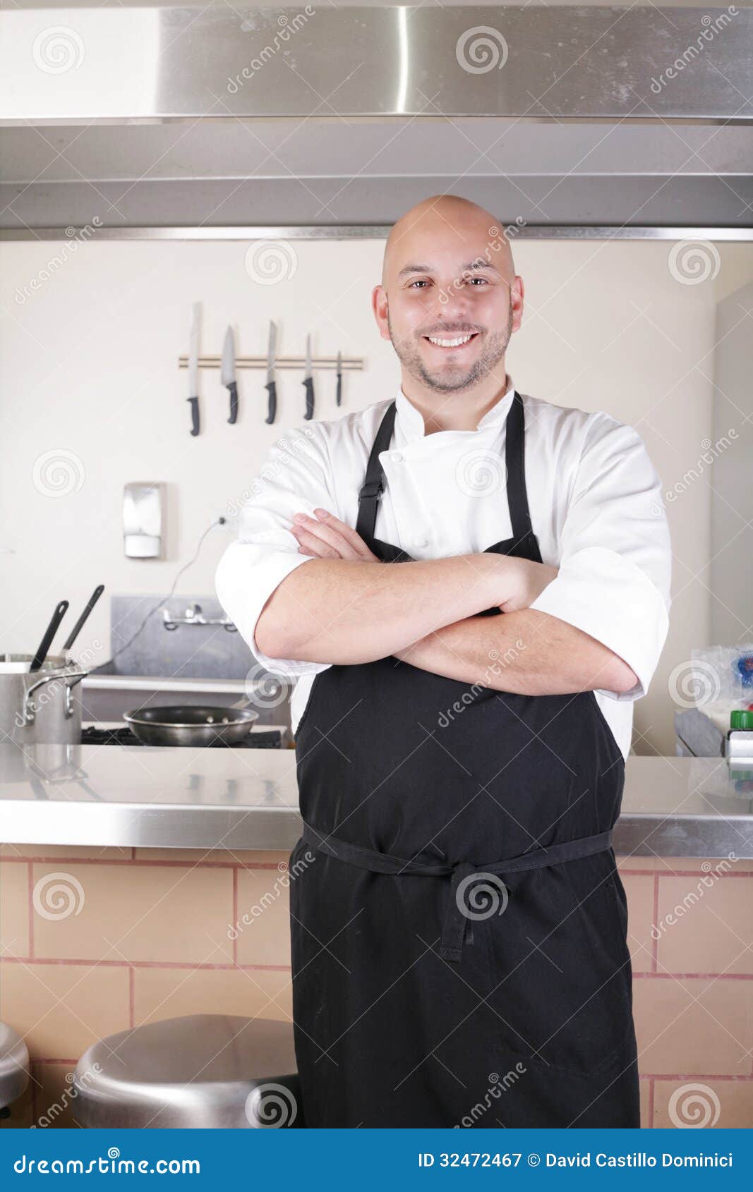 Male Chef in Commercial Kitchen Stock Image - Image of kitchen ...
