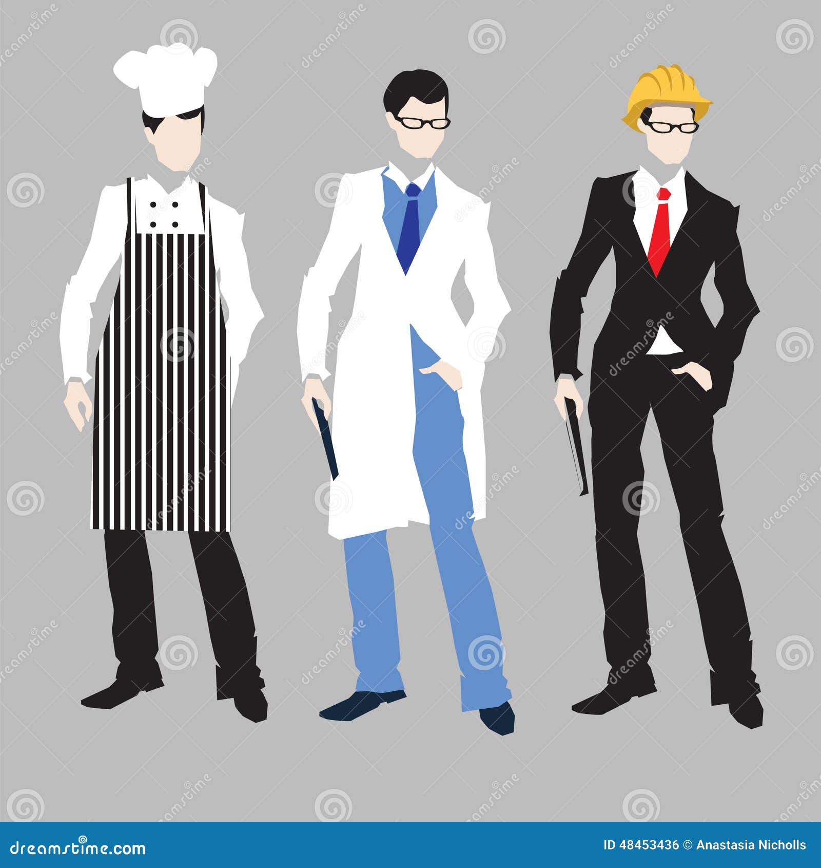 Male Chef,doctor,architect Set. Stock Vector - Illustration of flat ...
