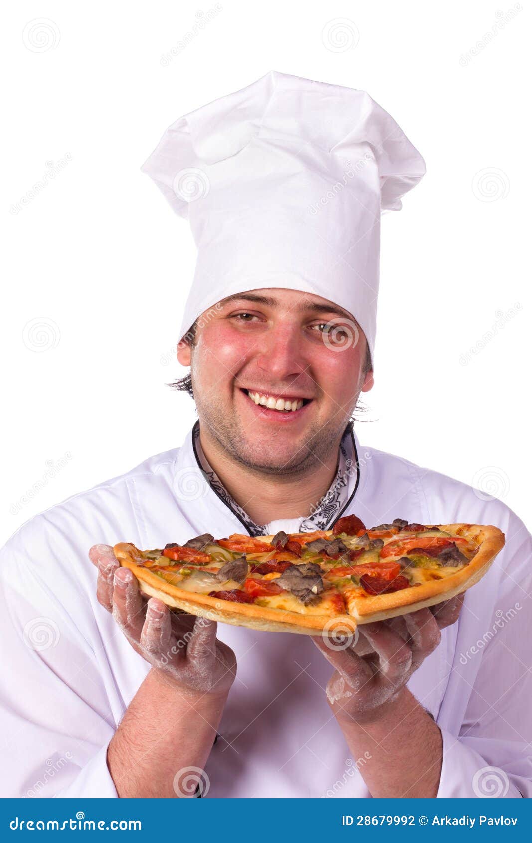 Male Chef Holding a Pizza Box Stock Photo - Image of service, food ...