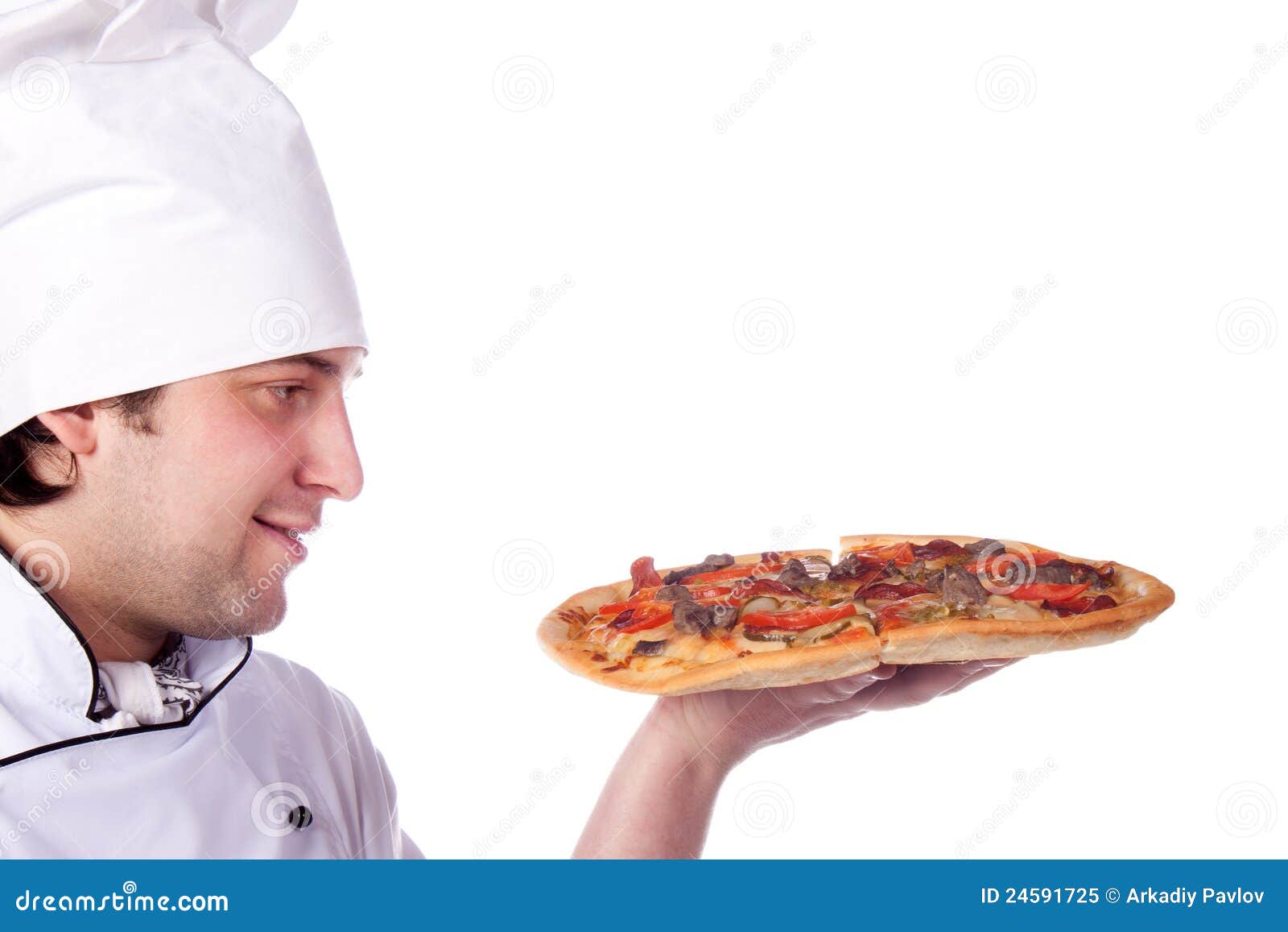Male Chef Holding a Pizza Box Open Stock Image - Image of italy, pastry ...