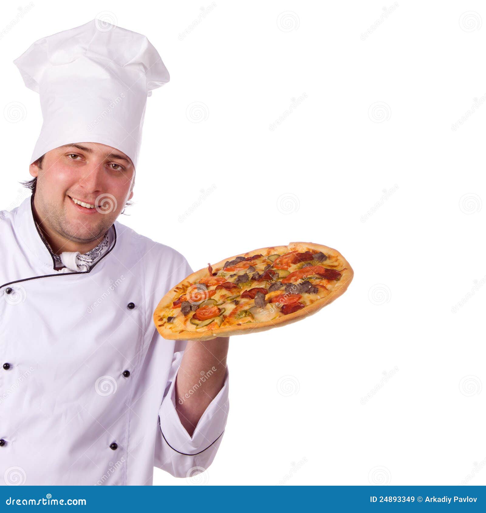 Male Chef Holding a Pizza Box Open Stock Image - Image of display ...