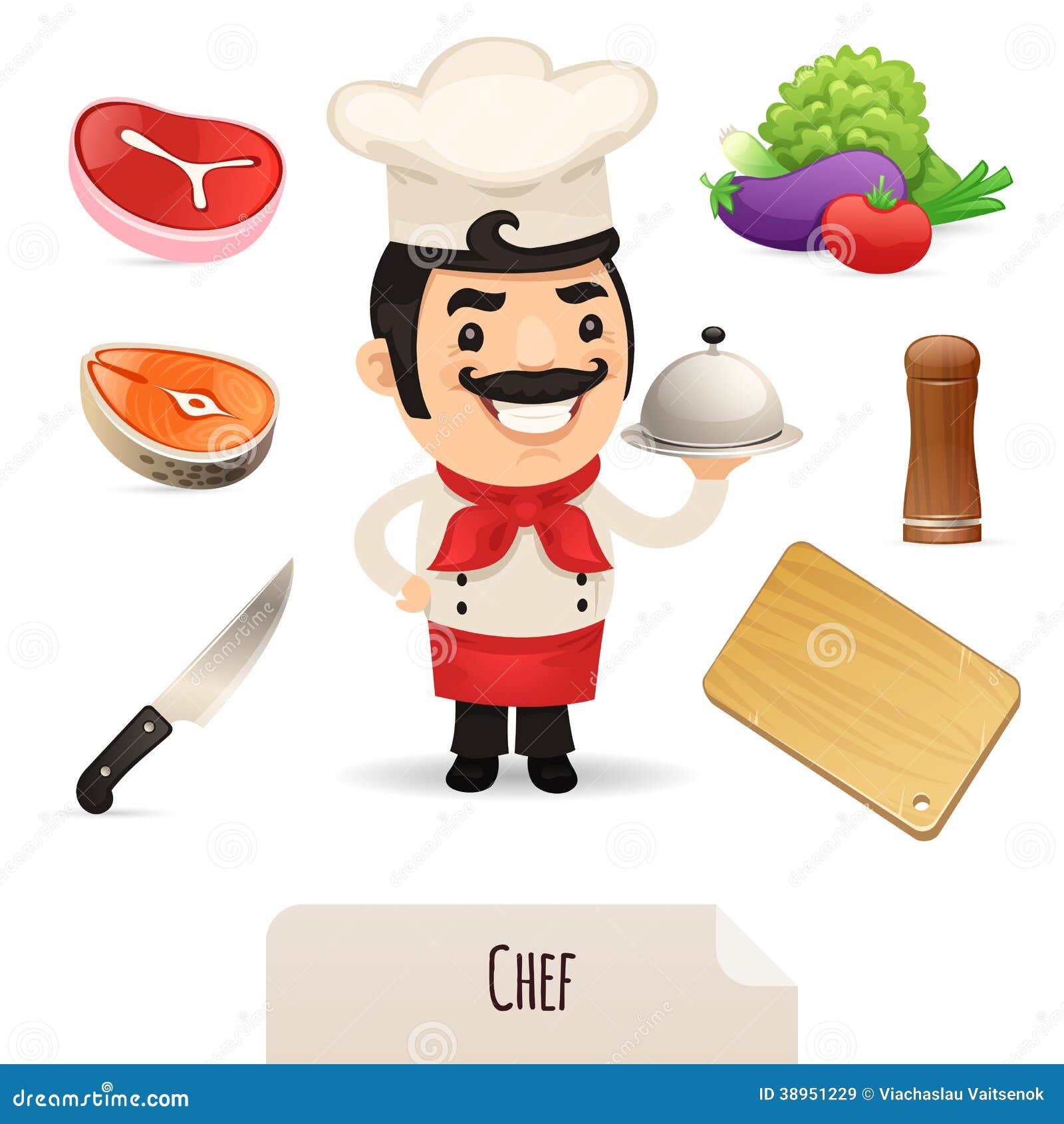 Male Chef Icons Set stock vector. Illustration of lettuce - 38951229