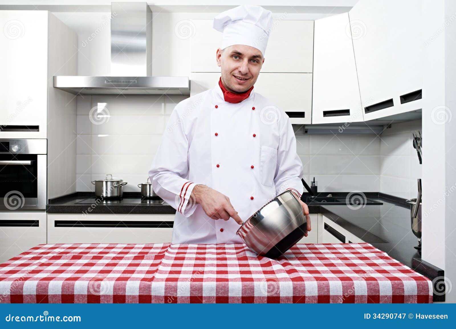 Male chef at kitchen stock image. Image of smile, portrait - 34290747