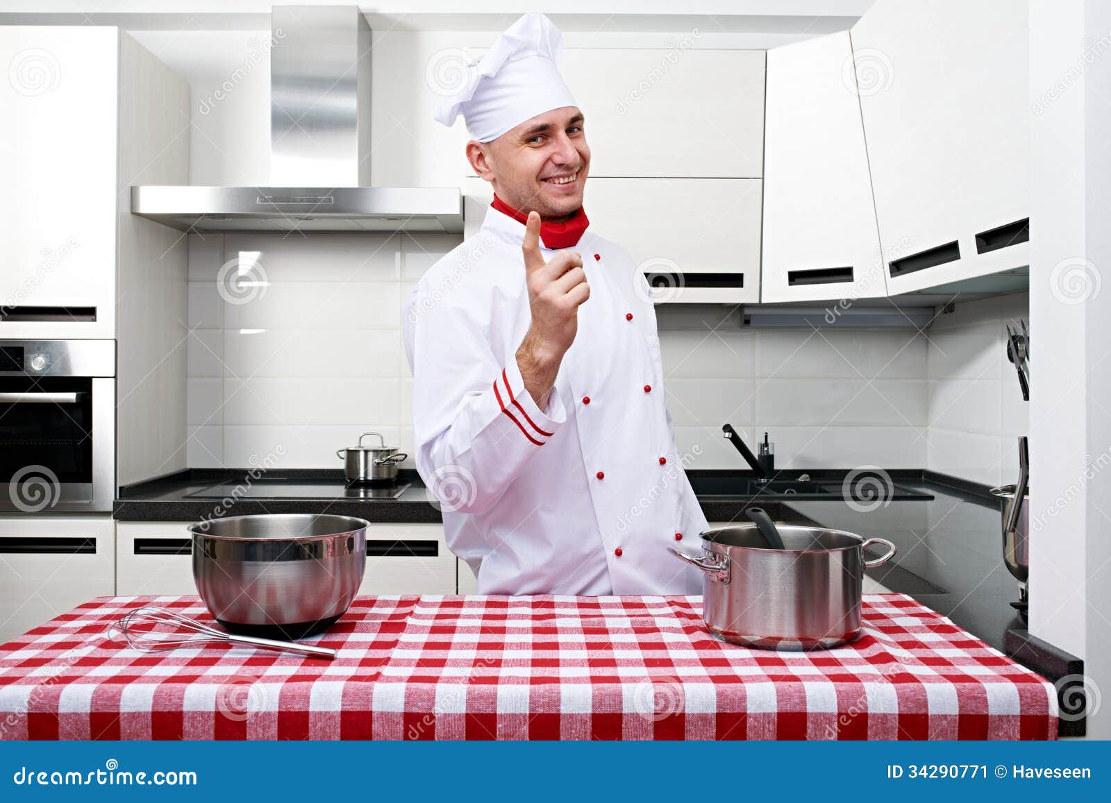 Male chef at kitchen stock image. Image of people, smile - 34290771