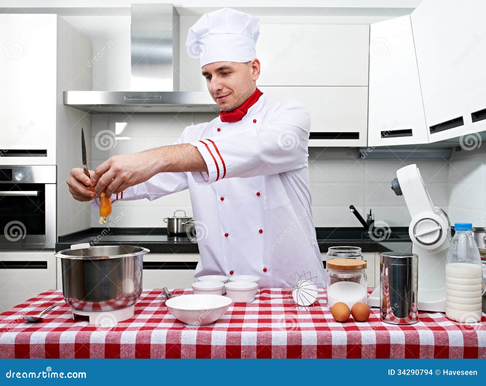 Male chef at kitchen stock photo. Image of occupation - 34290794