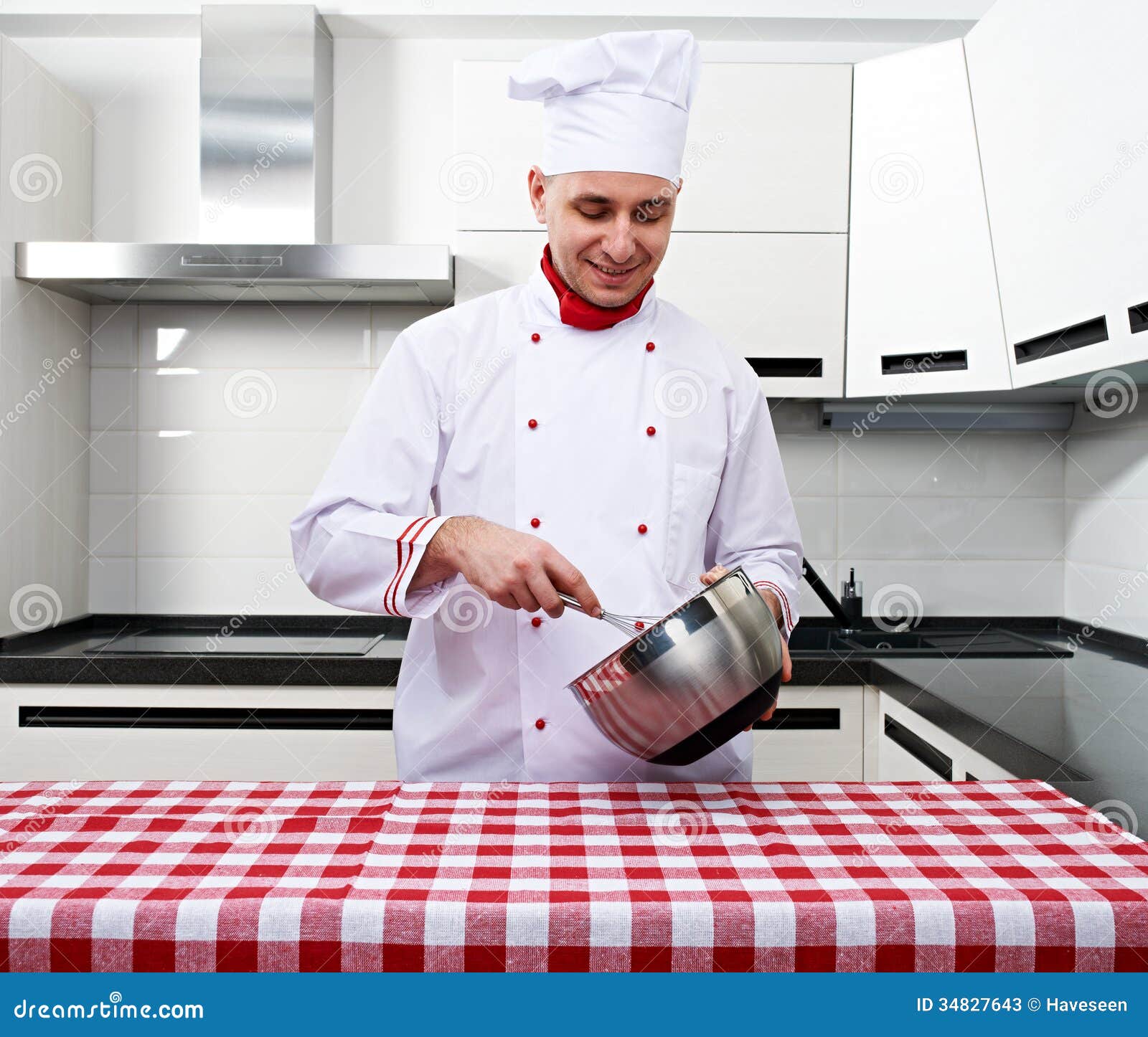 Male chef at kitchen stock image. Image of food, smile - 34827643