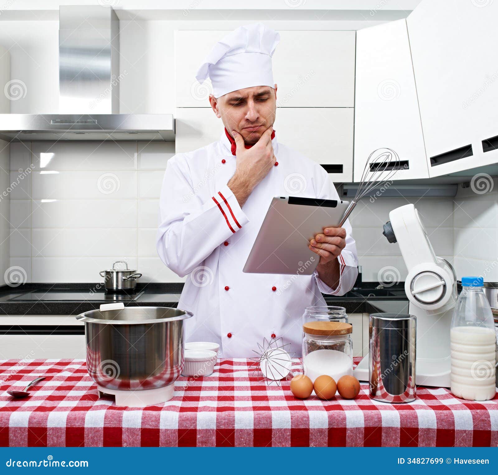 Male chef at kitchen stock image. Image of cuisine, person - 34827699