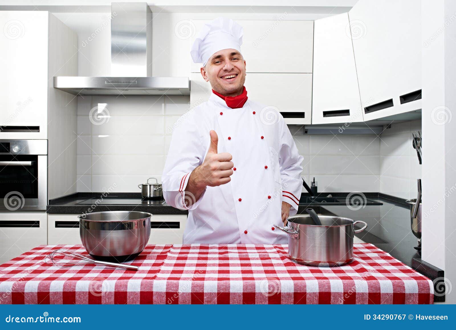 Male chef at kitchen stock image. Image of gourmet, uniform - 34290767