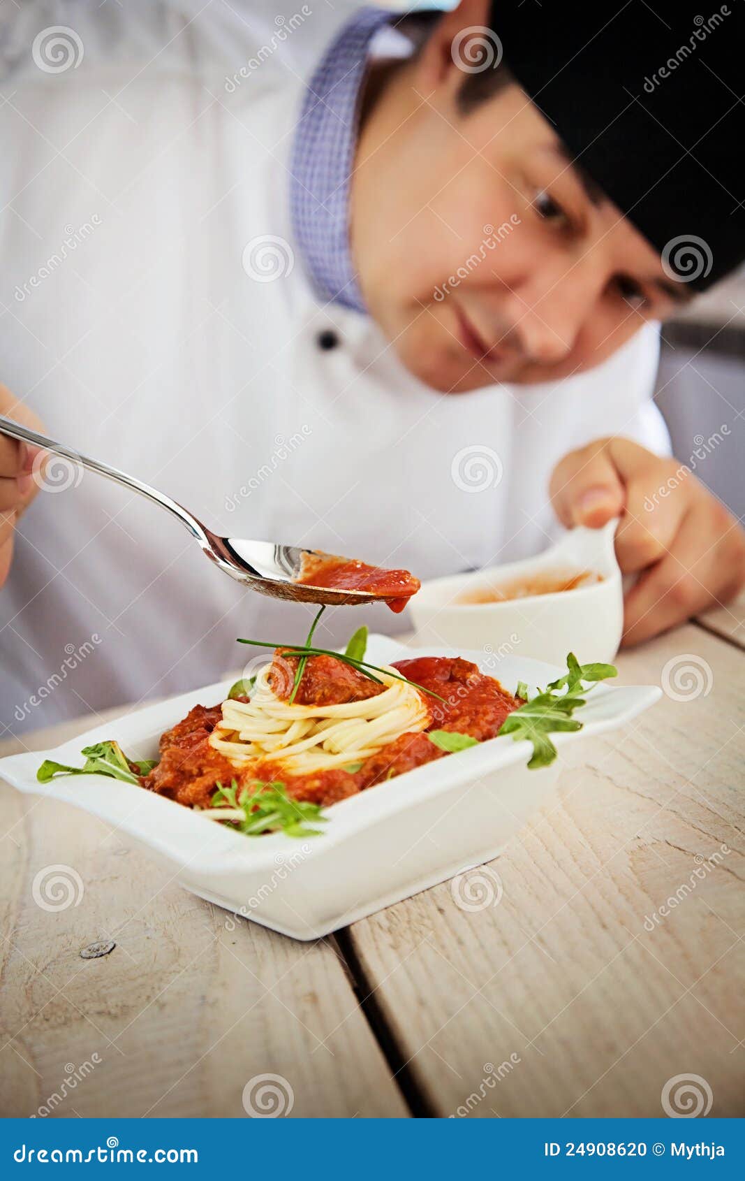 Male chef in restaurant stock photo. Image of preparing - 24908620