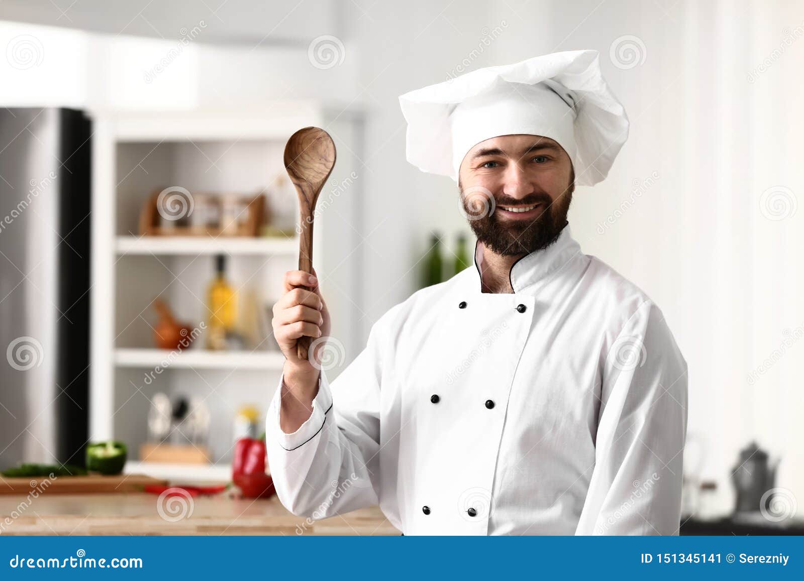 Male Chef in Restaurant Kitchen Stock Image - Image of gastronomy, chef ...