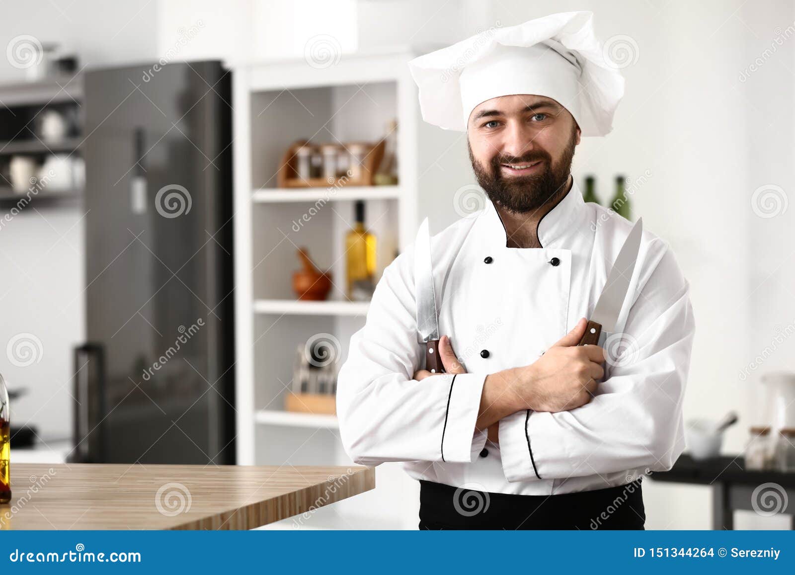 Male Chef in Restaurant Kitchen Stock Photo - Image of occupation ...