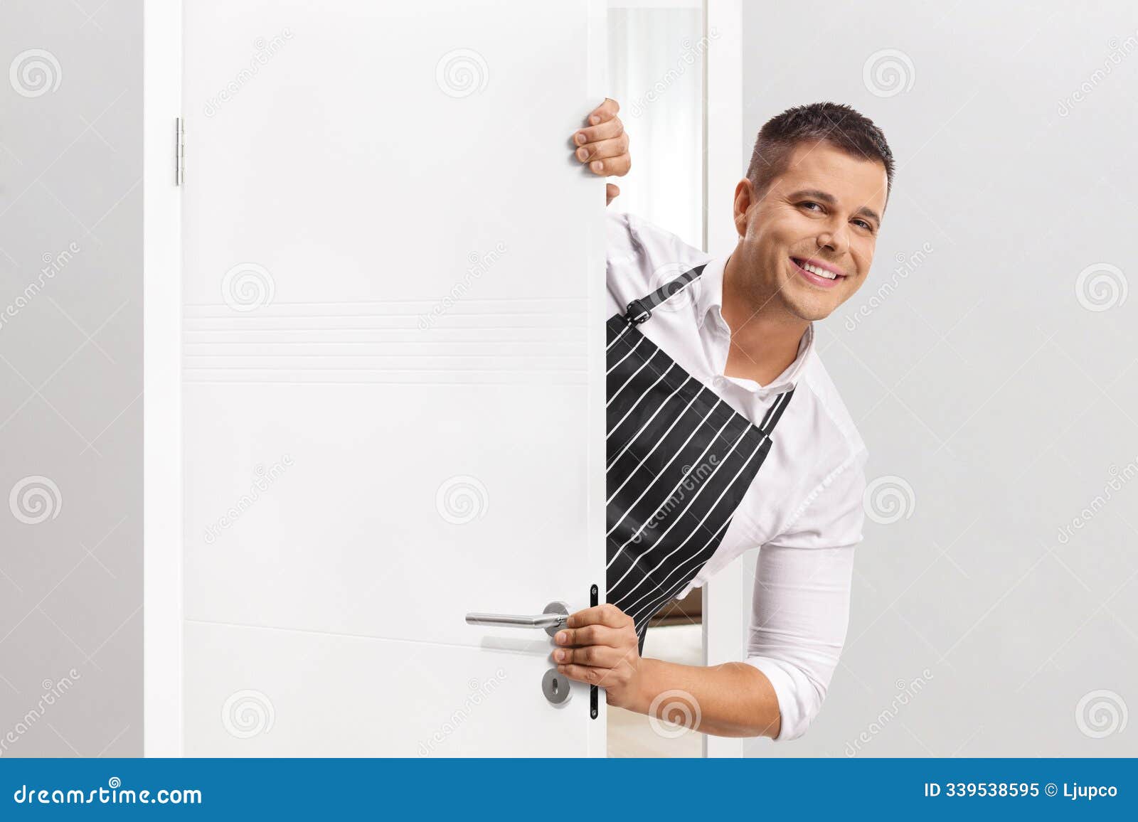 Male Chef Standing Behind a Door Stock Image - Image of profession ...