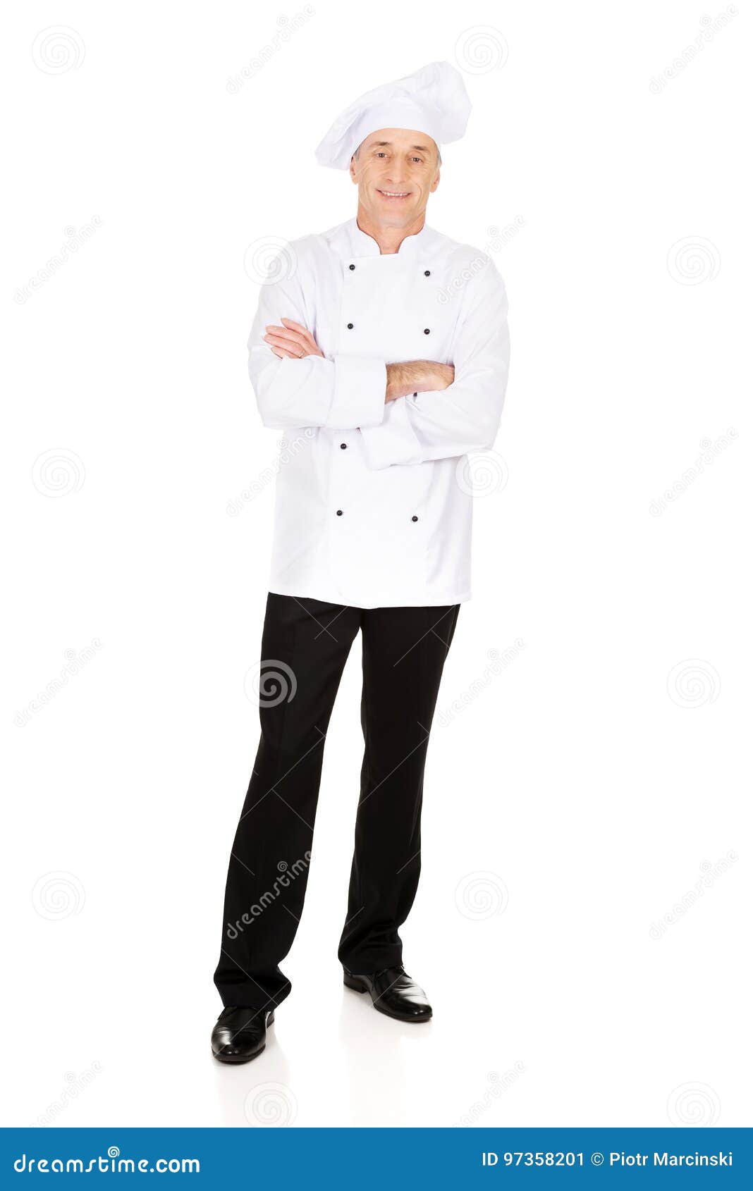 Male Chef Standing with Folded Arms Stock Image - Image of occupation ...