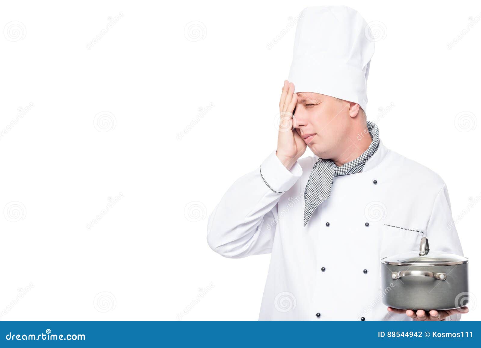Male Chef Upset Spoiled a Dish on a White Stock Photo - Image of ...