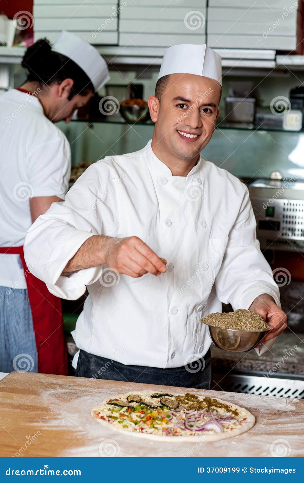 Male Chefs Actively Working in Kitchen Stock Image - Image of bake ...