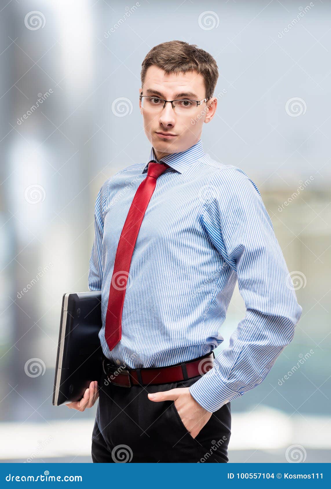 Male Chief Accountant with Laptop Posing Stock Photo - Image of ...