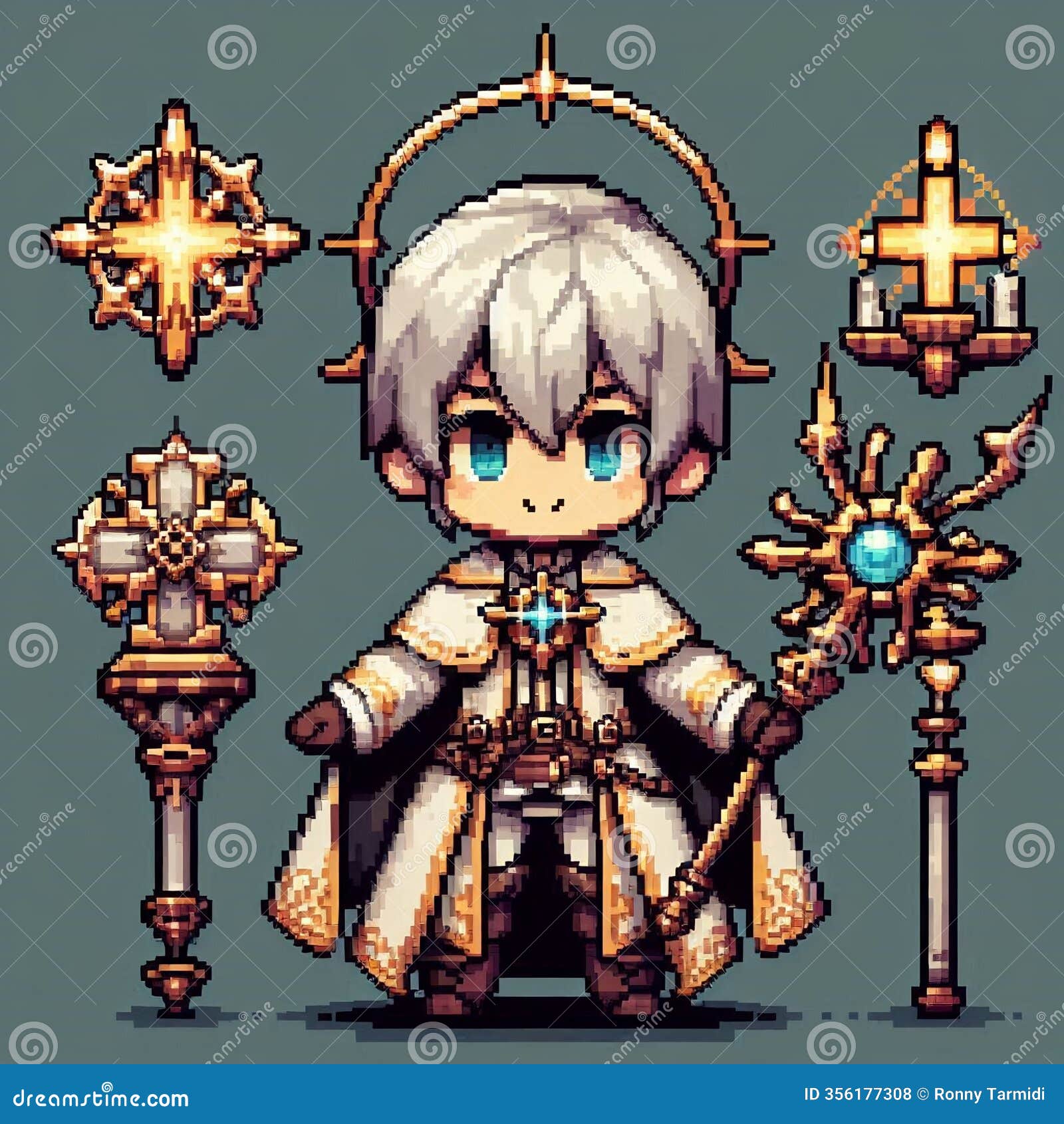 Cleric Character Vector Design, Pixel Art Royalty-Free Stock Photo ...