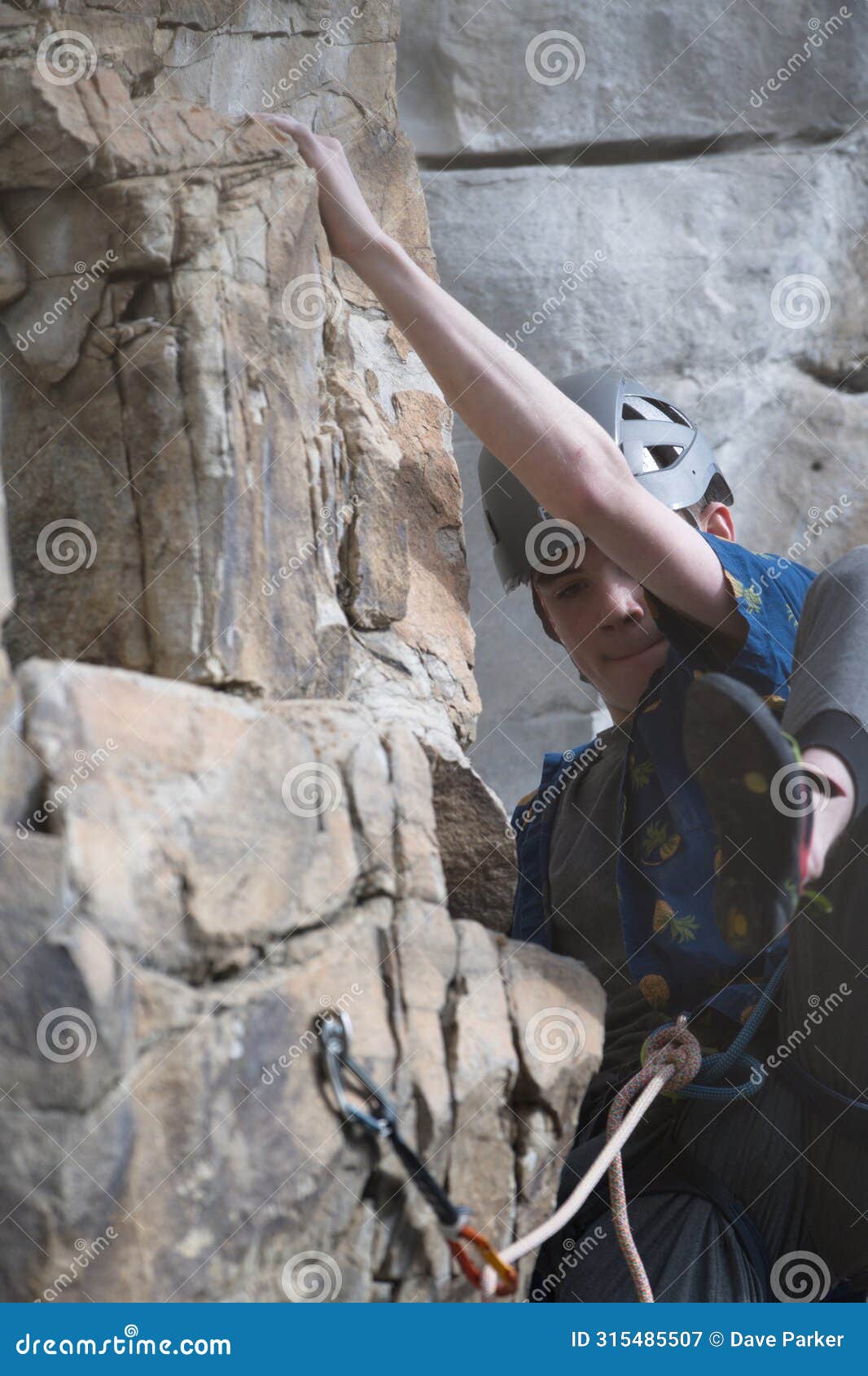 Male Climber Positioning Foot on Climb Stock Image - Image of east ...