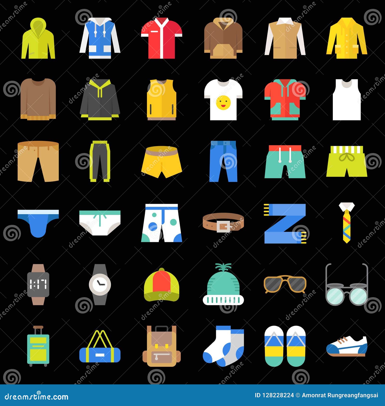 Male Clothes and Accessories Flat Icon Set 2 Stock Vector ...