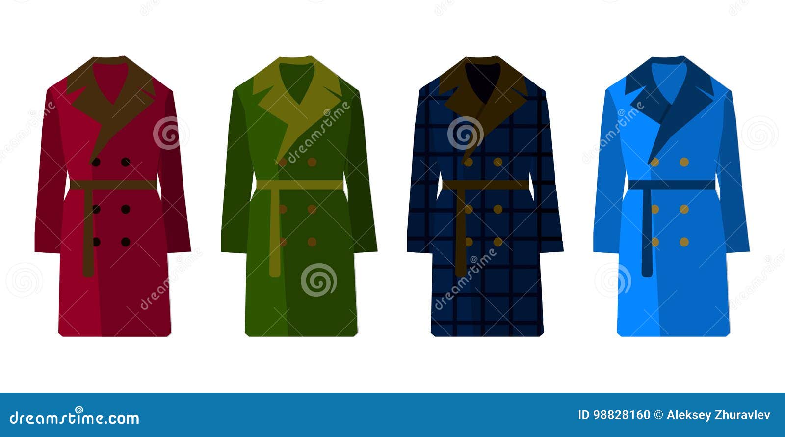 Male Coat Set Different Color. Flat Design Vector Stock Vector ...