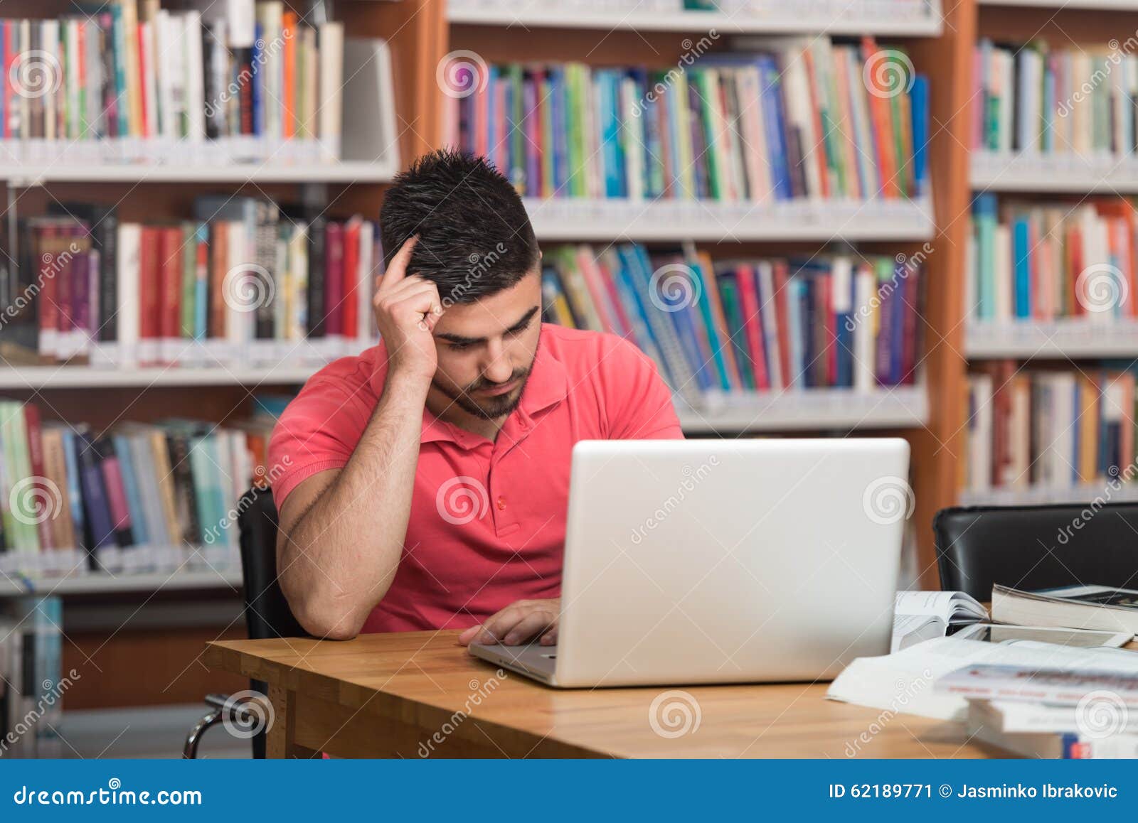 Male College Student Stressed about His Homework Stock Image - Image of ...