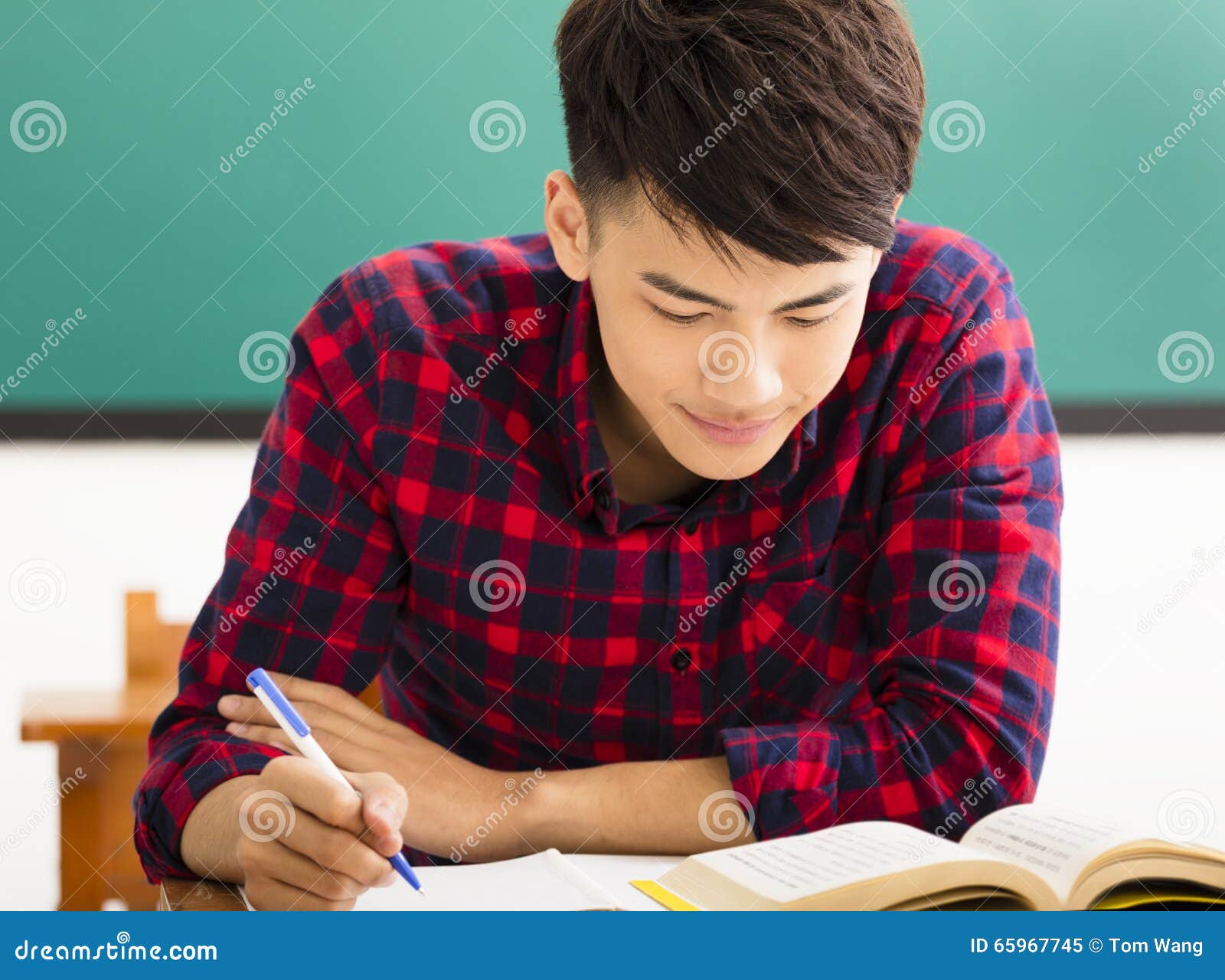 Male College Student Study in University Classroom Stock Image - Image ...