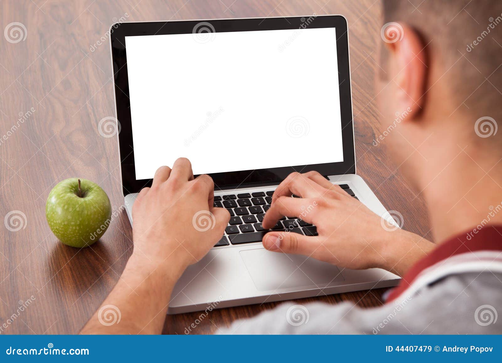 Male College Student Using Laptop Stock Image - Image of blank ...