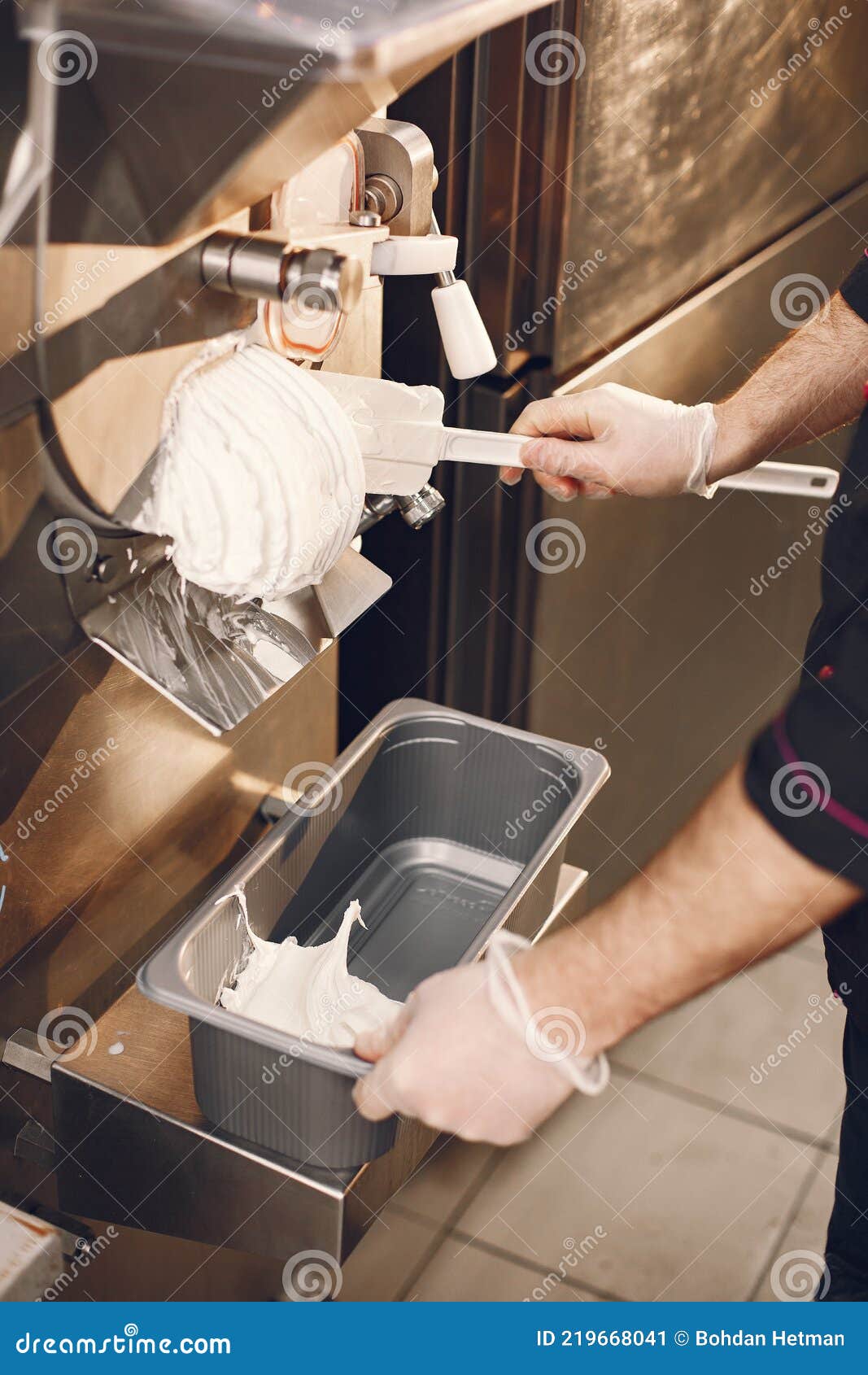 Male Confectioner Making Ice Cream at Manufacture Stock Image - Image ...