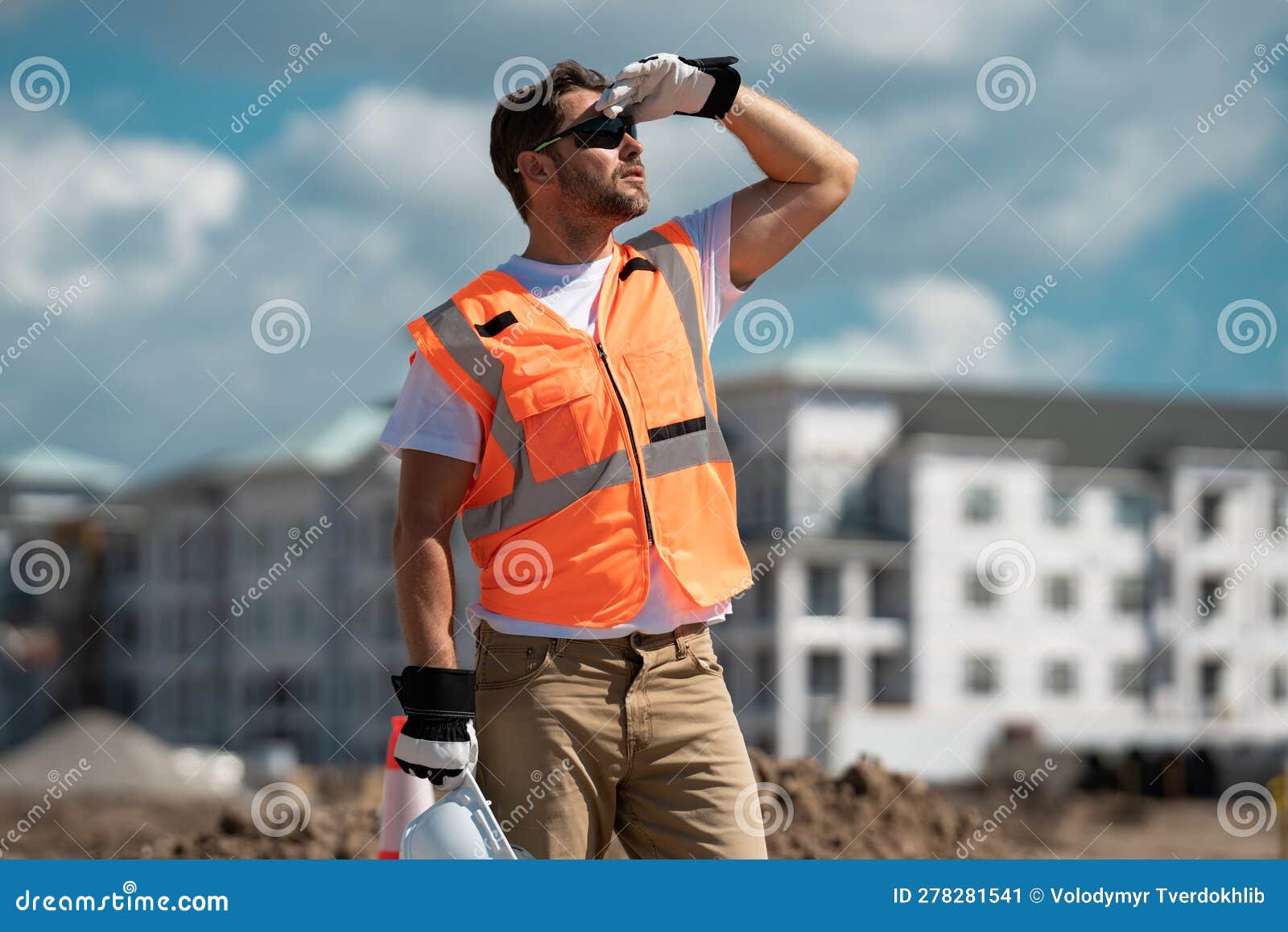 Male Construction Engineer. Architect at a Construction Site. Handyman ...