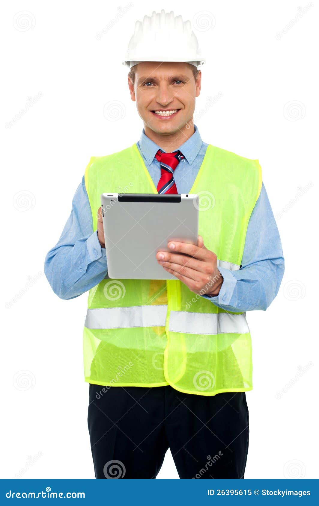 Male Construction Engineer Using Tablet Pc Stock Image - Image of ...