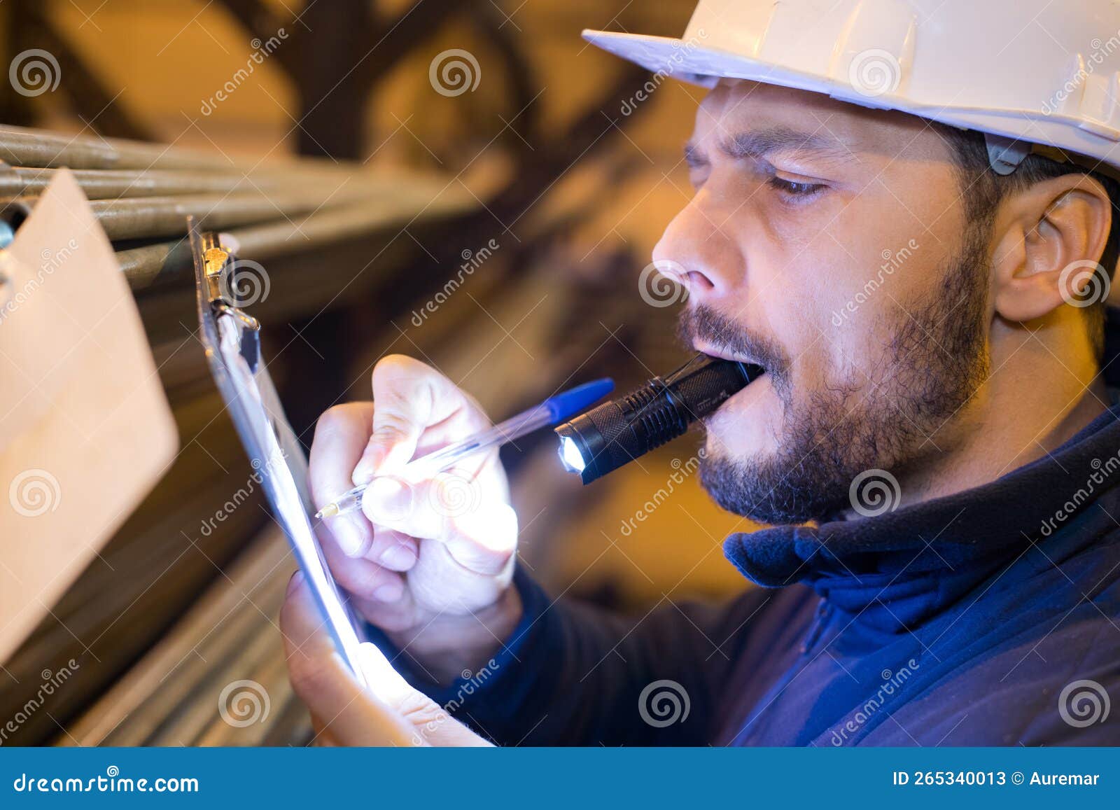 Male Construction Inspector Taking Notes Stock Image - Image of ...