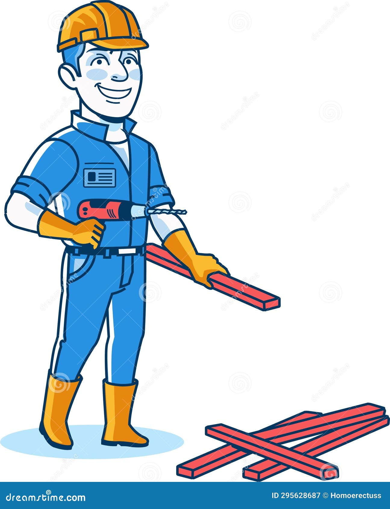 Male Construction Worker Cartoon Logo Icon Stock Vector - Illustration ...
