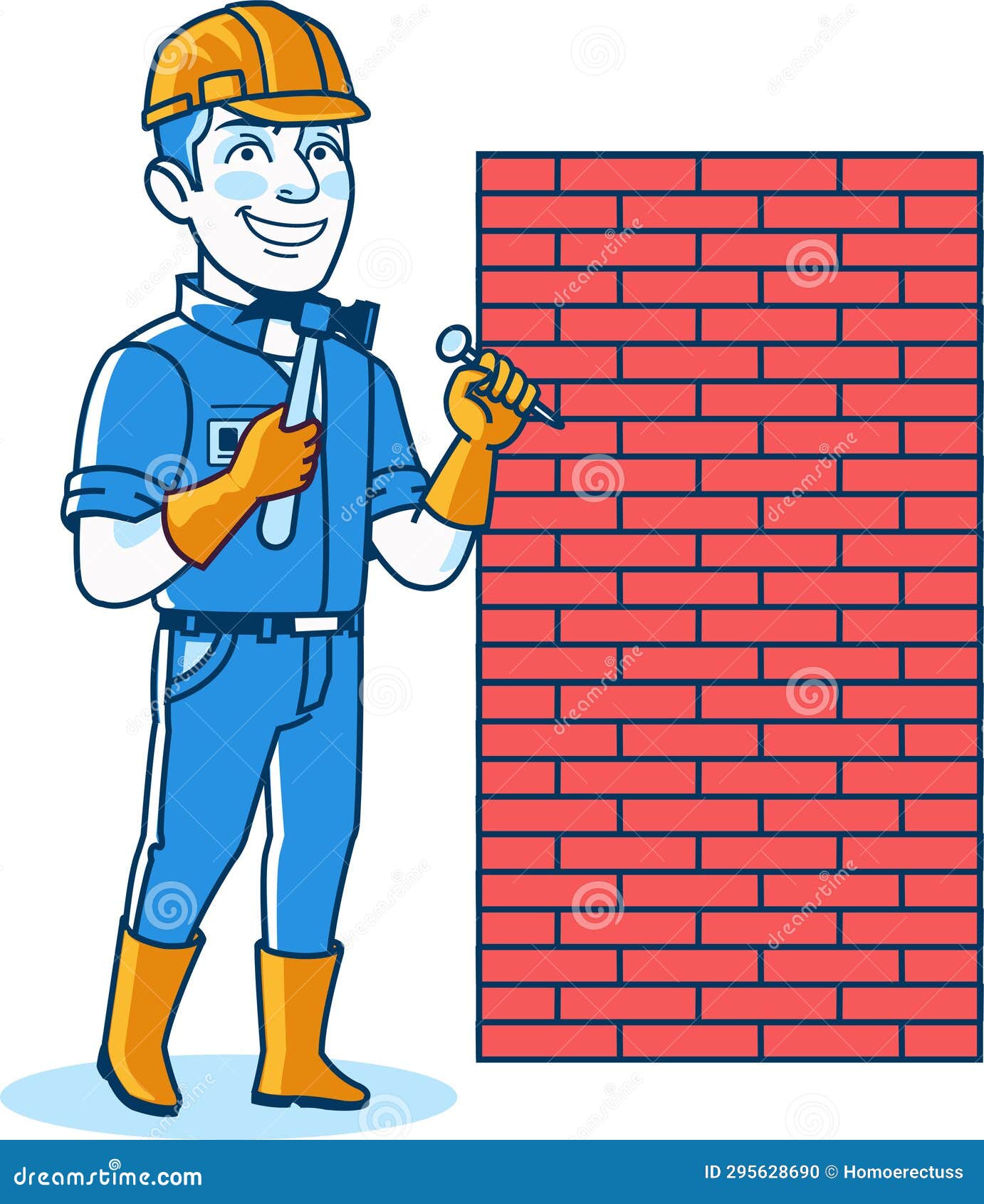 Male Construction Worker Cartoon Logo Icon Stock Vector - Illustration ...