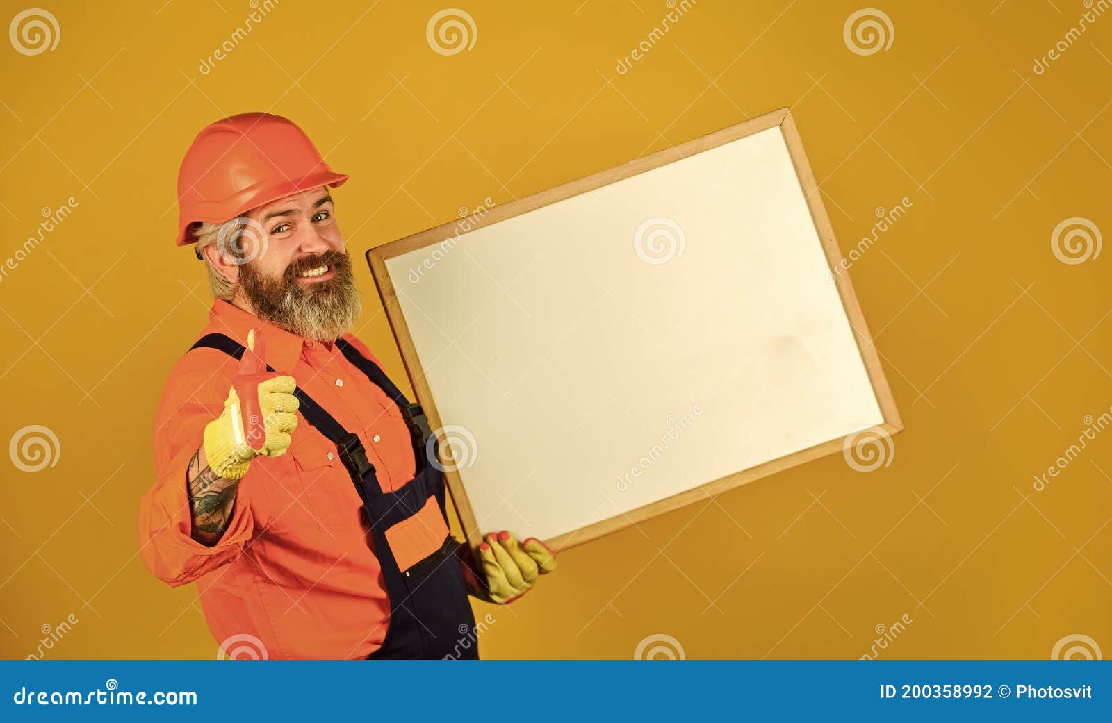 Male Construction Worker. Copy Space. Planning New Project. Man with ...