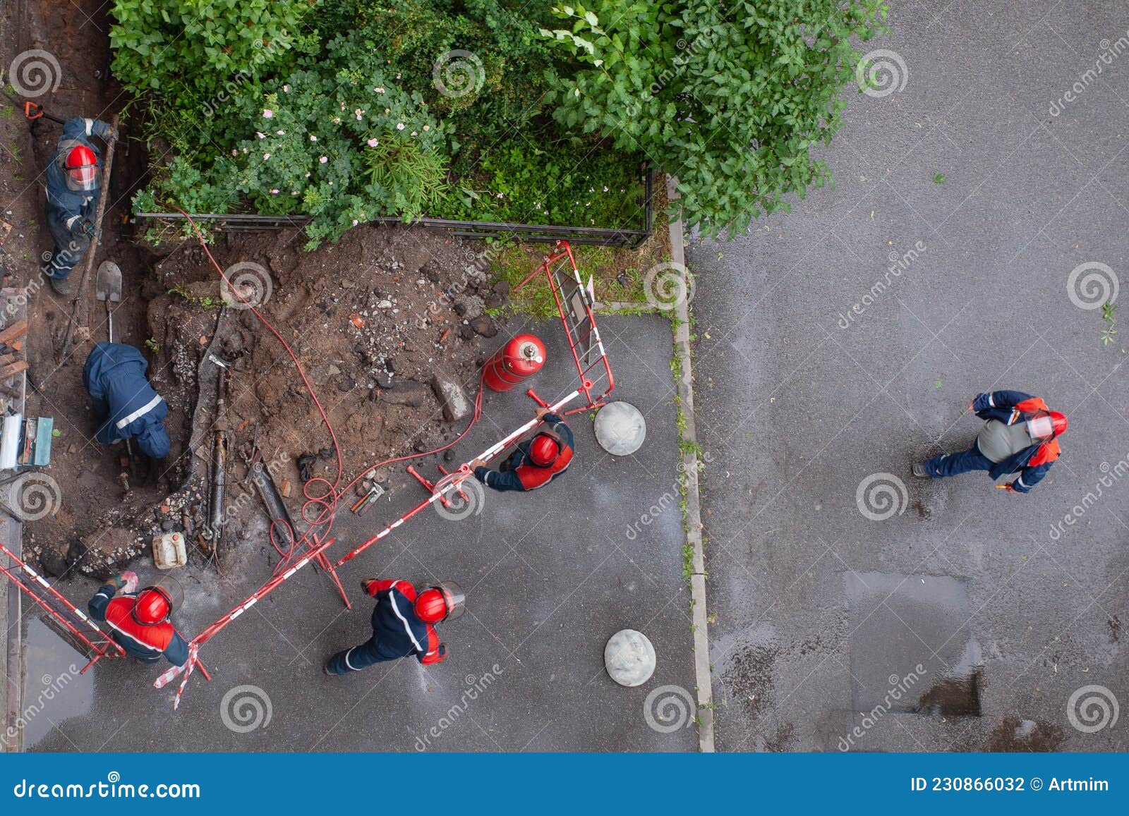 Male Construction Worker is Digging a Hole, Top View Stock Photo ...