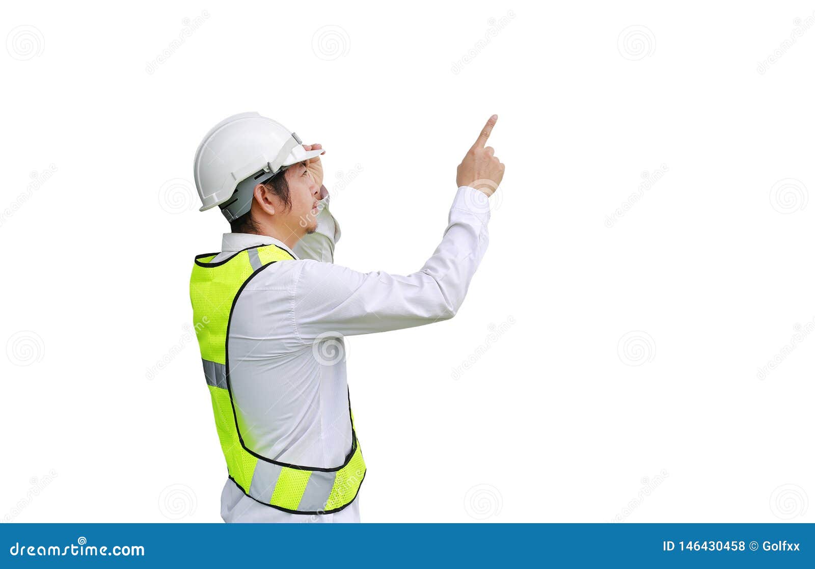 Male Construction Worker Pointing Isolated on White Background Stock ... Male Construction Worker Pointing Isolated on White Background Stock ...