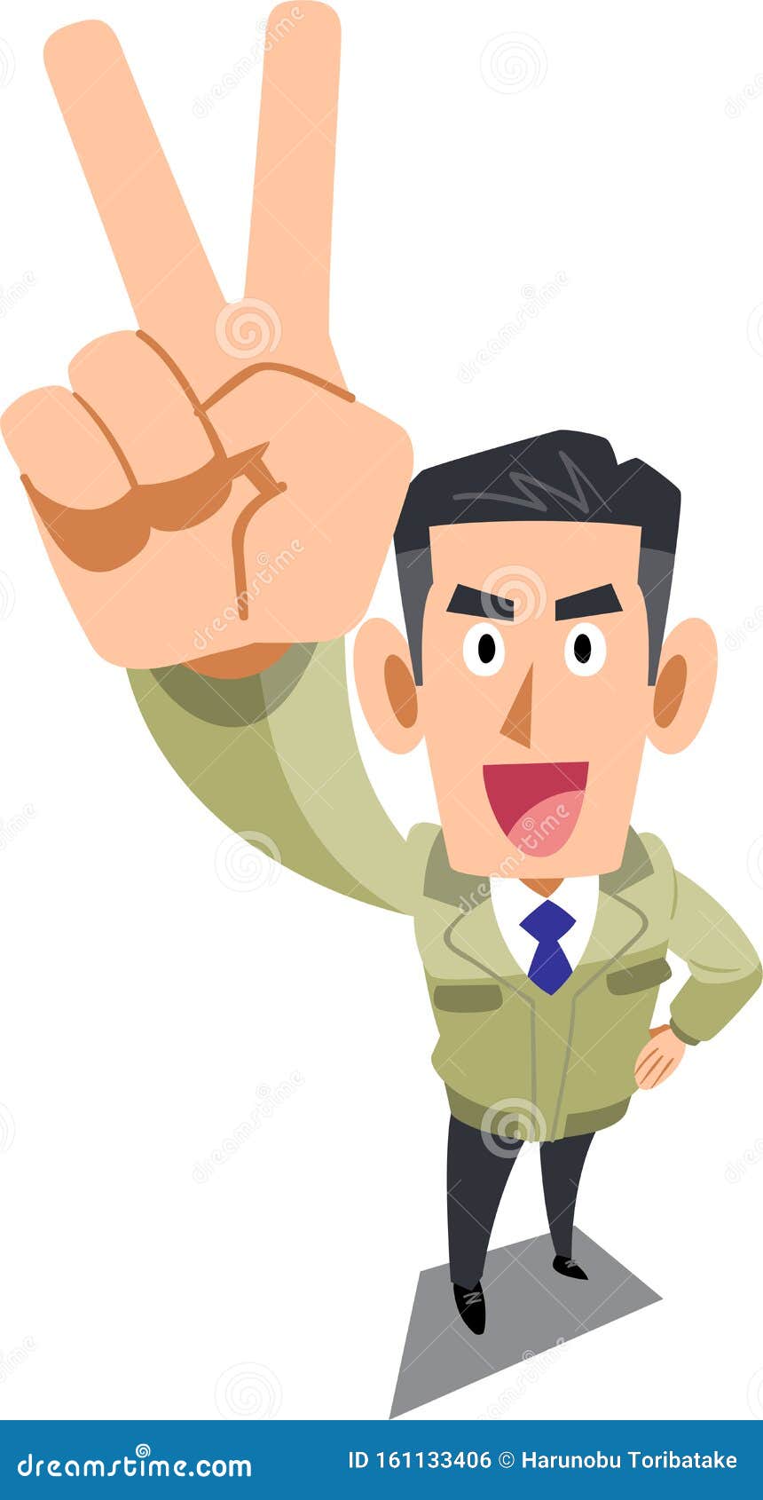 Male Construction Worker Showing Peace Sign Stock Vector - Illustration ...