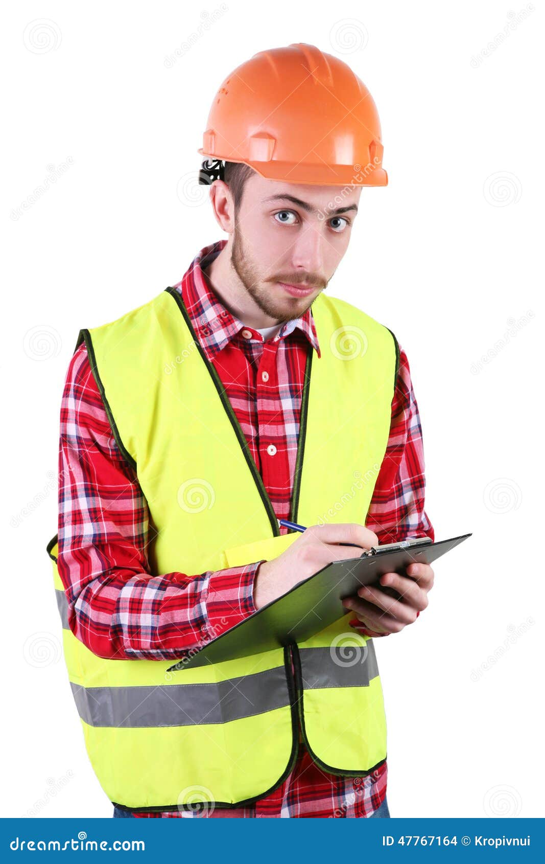 Male Construction Worker. Skilled Worker Engineer. Isolated on White ...