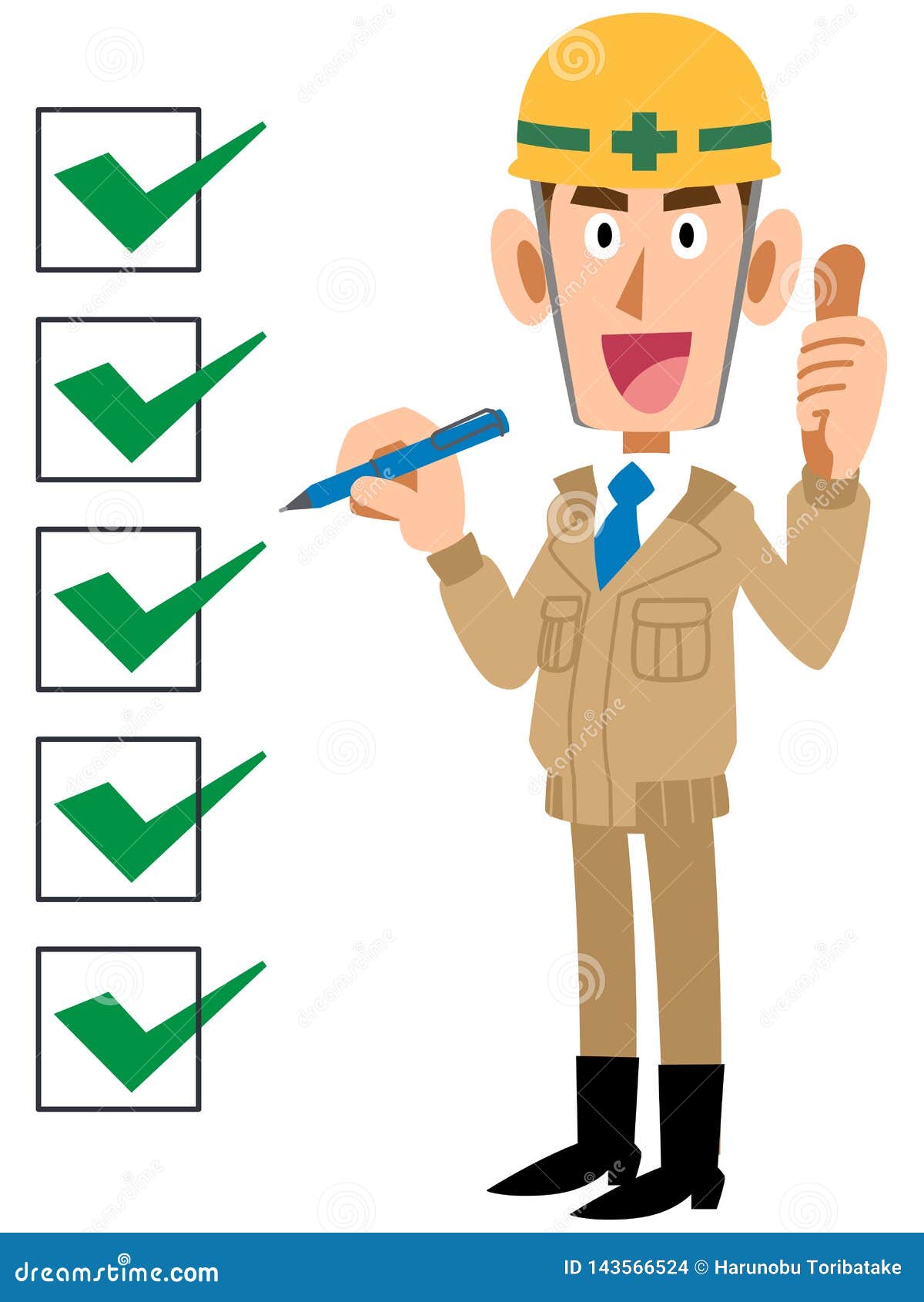 Male of Construction Worker Who Completed Check Stock Vector ...