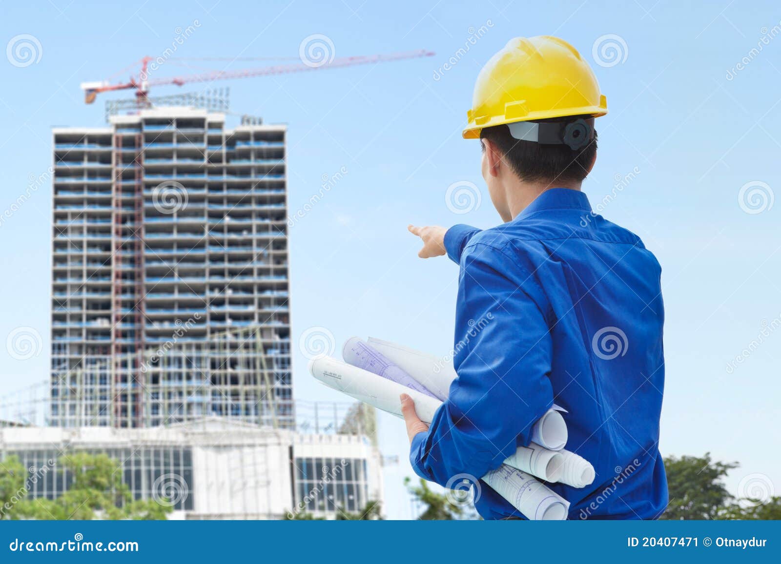 Male Contractor and Bulding Project Stock Image - Image of architecture ...