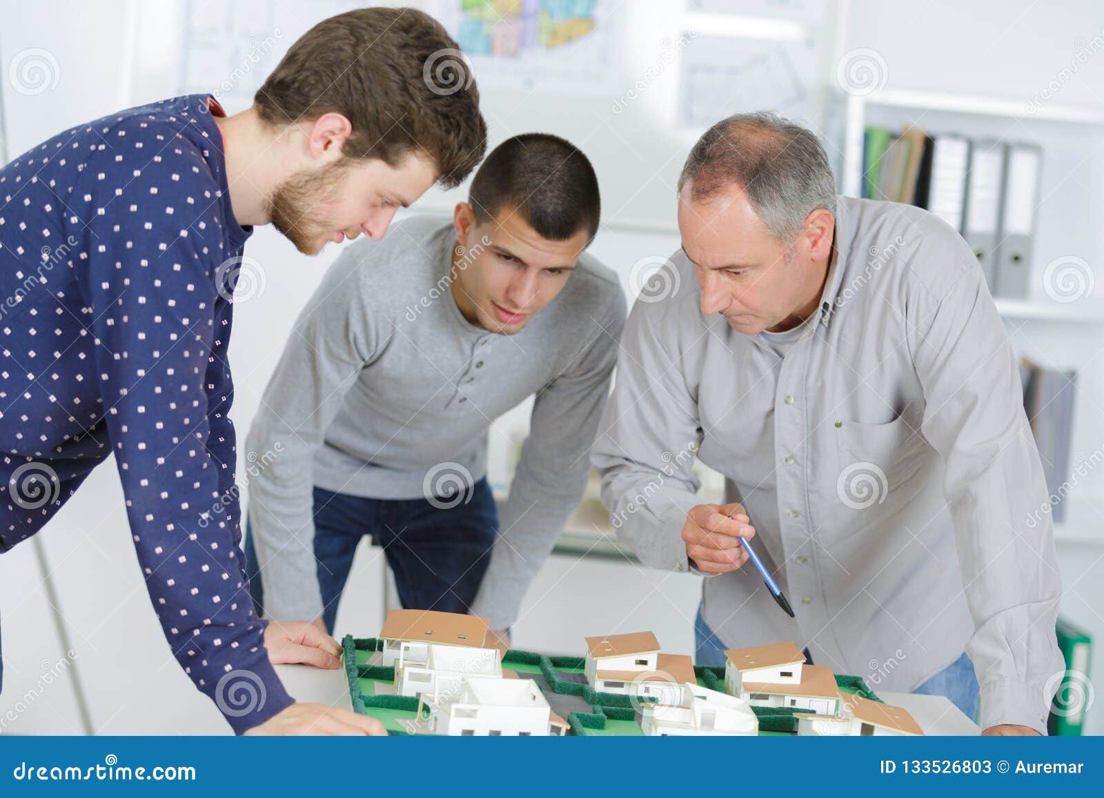Male Contractors Developing Construction Plan - Business School Concept ...
