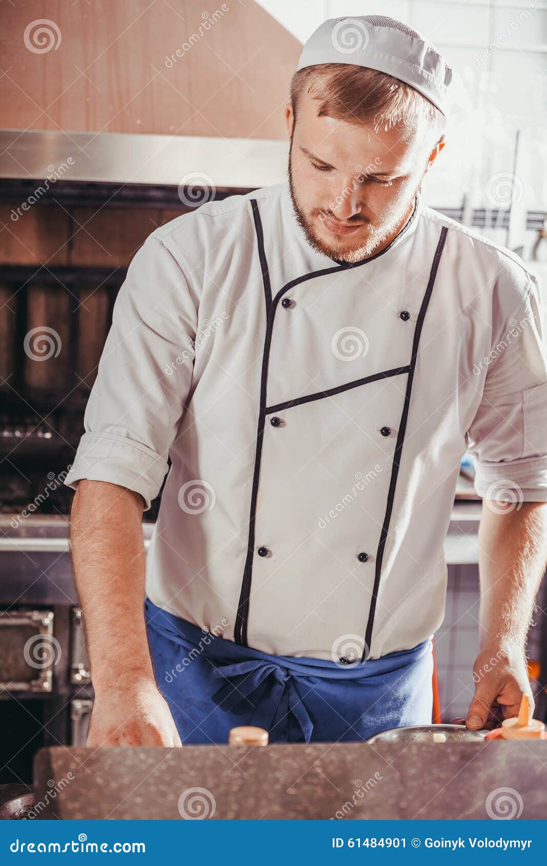 Male cook preparing meal stock image. Image of caucasian - 61484901