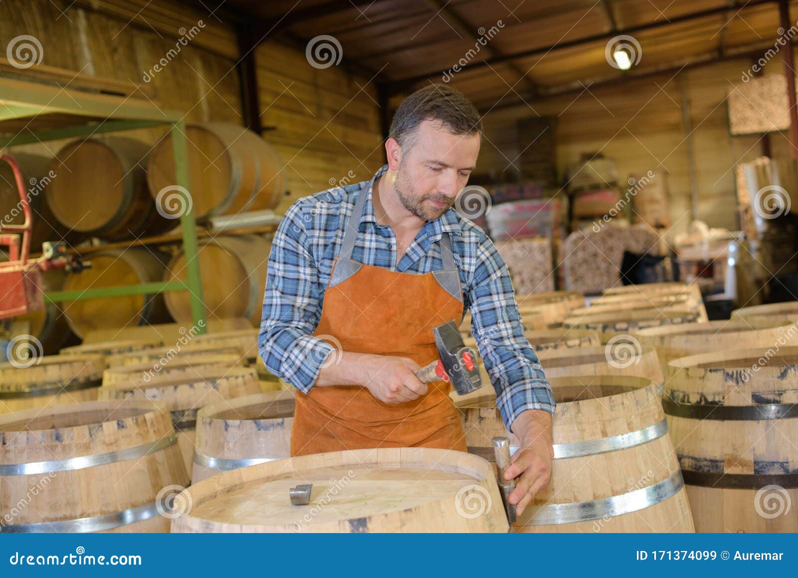 Male cooper at work stock image. Image of circular, container - 171374099
