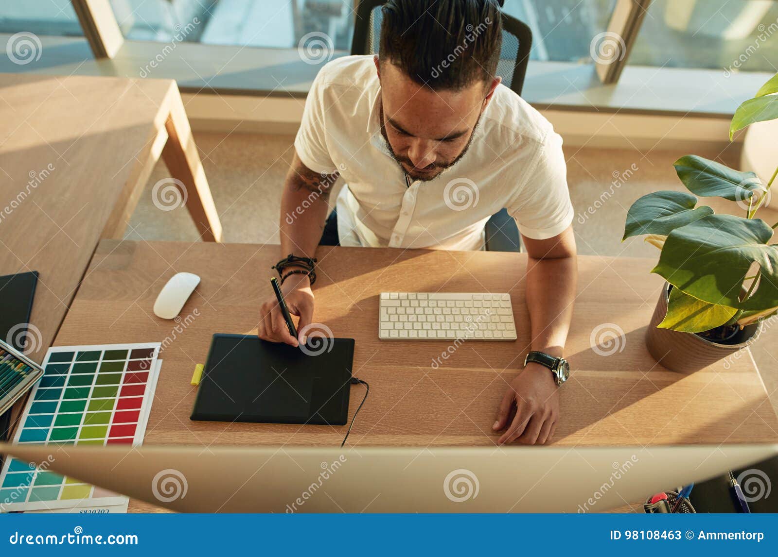 Male Creative Profession at His Work Desk Stock Image - Image of ...