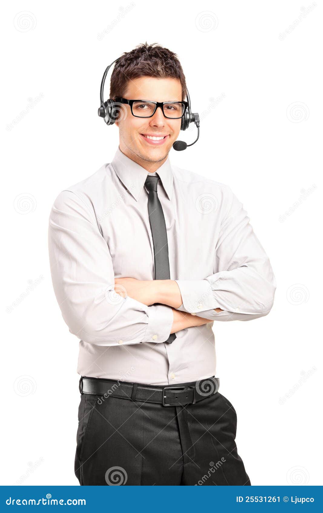 A Male Customer Service Operator Wearing a Headset Stock Image - Image ...