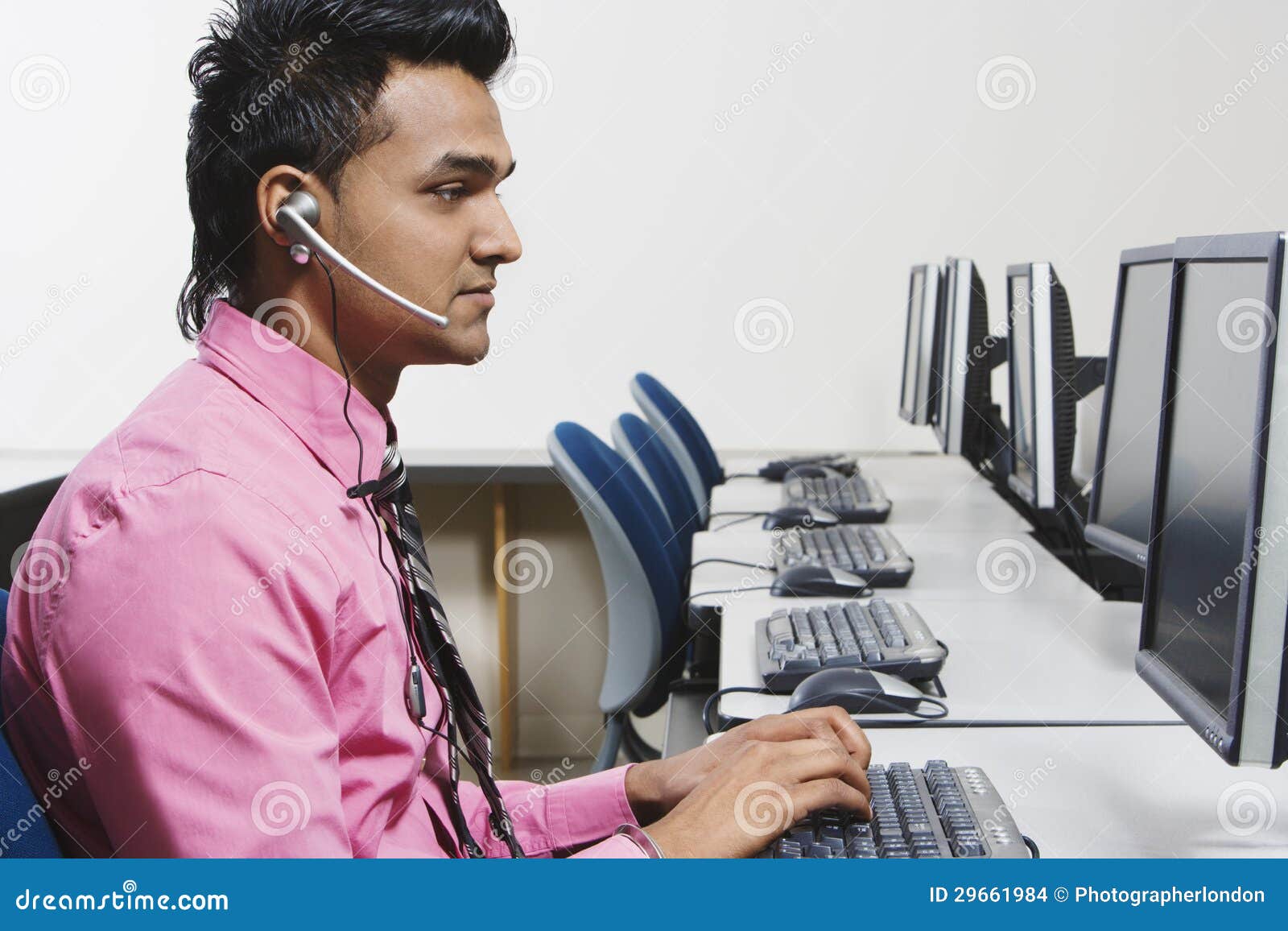 Male Customer Service Operator Working in Office Stock Photo - Image of ...