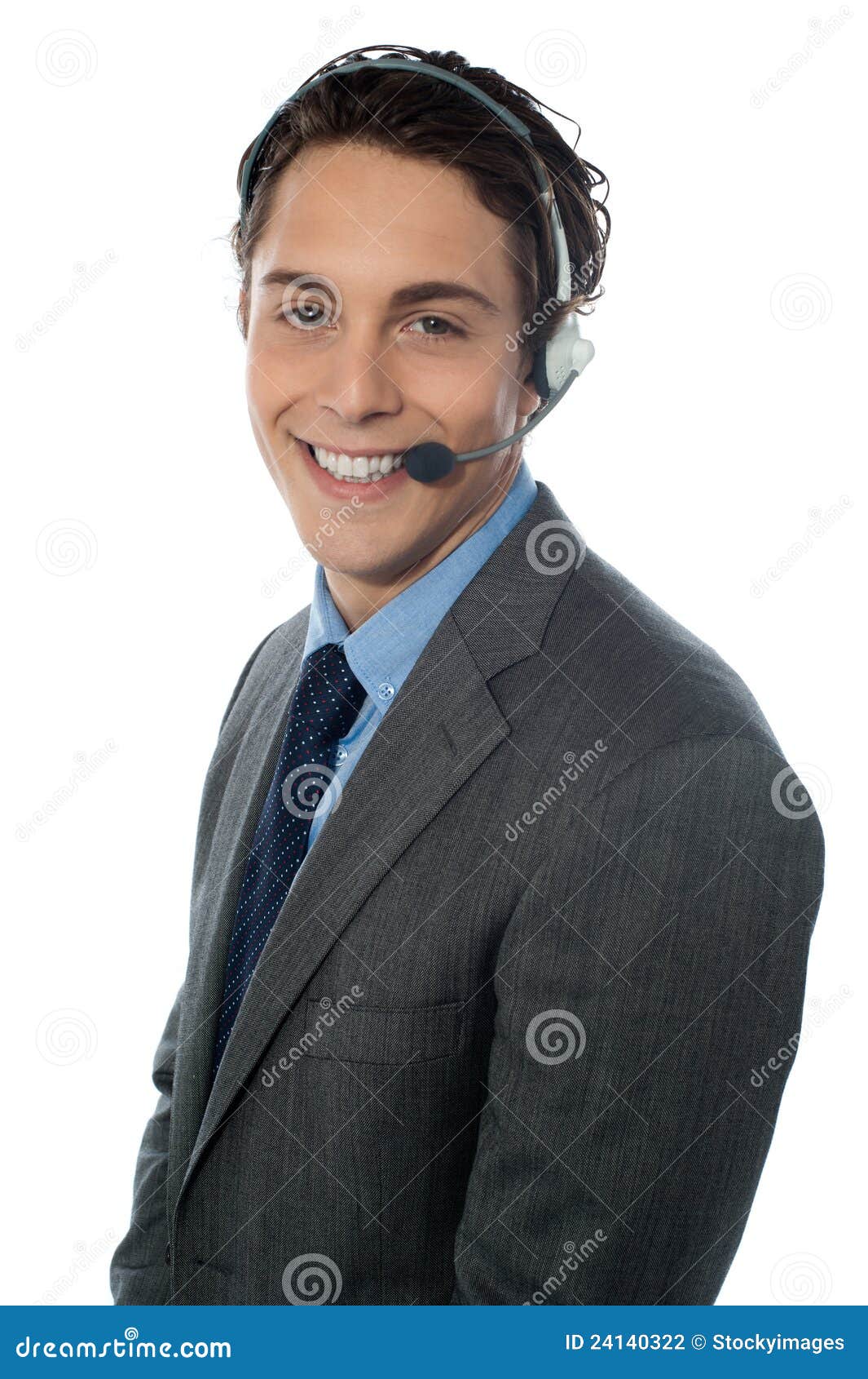 Male Customer Service Representative Smiling Stock Photo - Image of ...