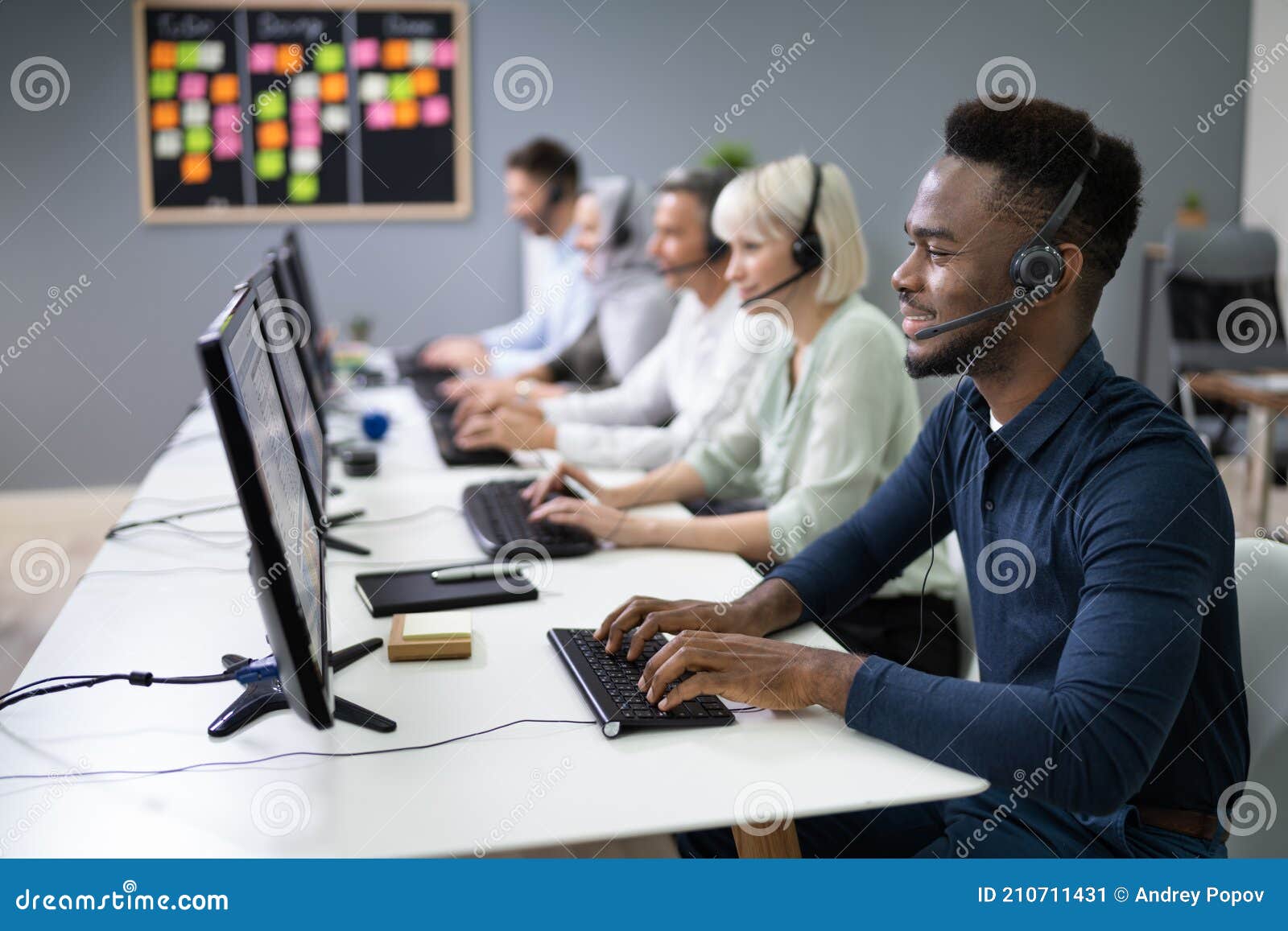 Male Customer Services Agent in Call Center Stock Image - Image of ...