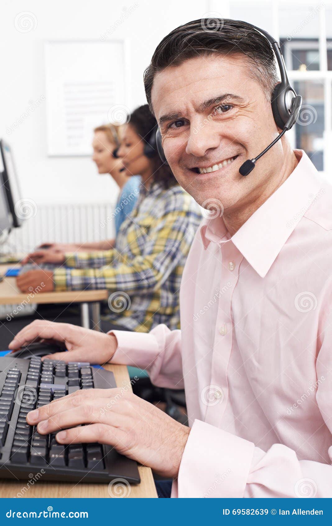 Male Customer Services Agent in Call Centre Stock Image - Image of ...