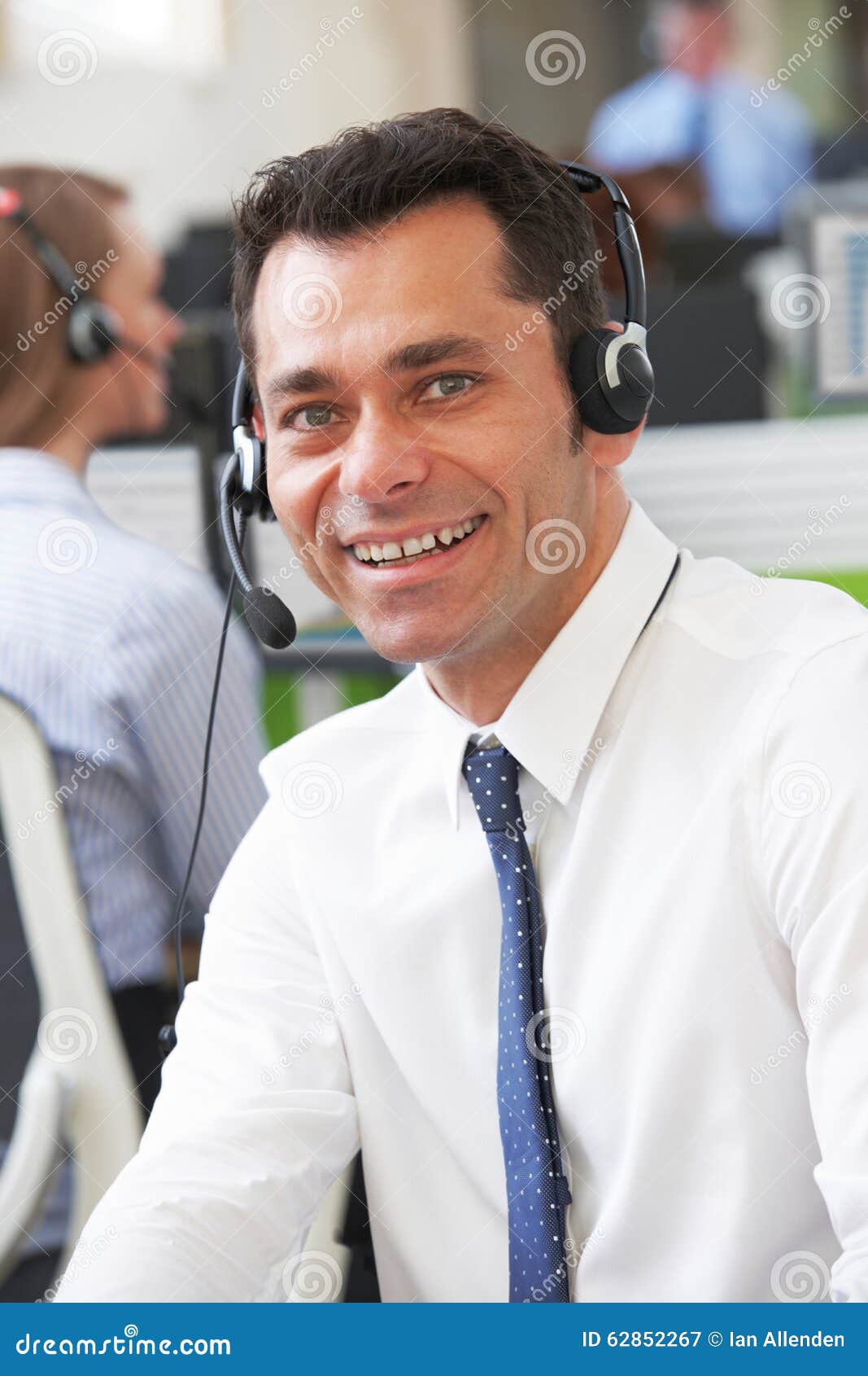 Male Customer Services Agent in Call Centre Stock Image - Image of ...